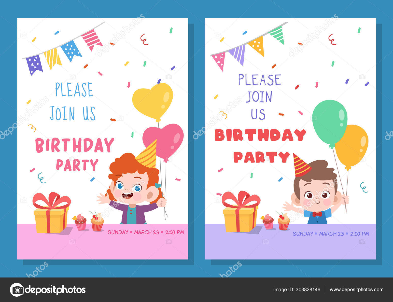 Kids birthday party card vector illustration Stock Illustration by ...