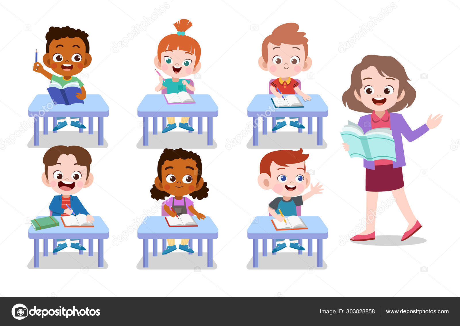 Teacher and student vector illustration ⬇ Vector Image by ...
