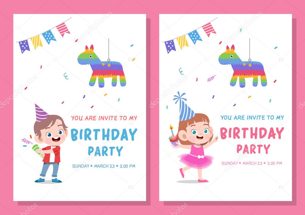 Niños cumpleaños tarjeta vector ilustración Vector de stock por ...