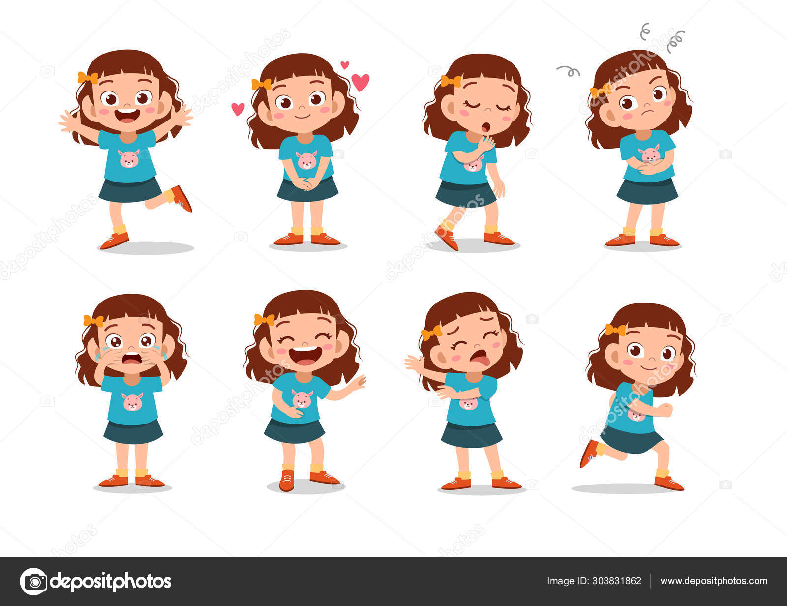 Niño niño expresión vector ilustración conjunto paquete Vector de stock ...