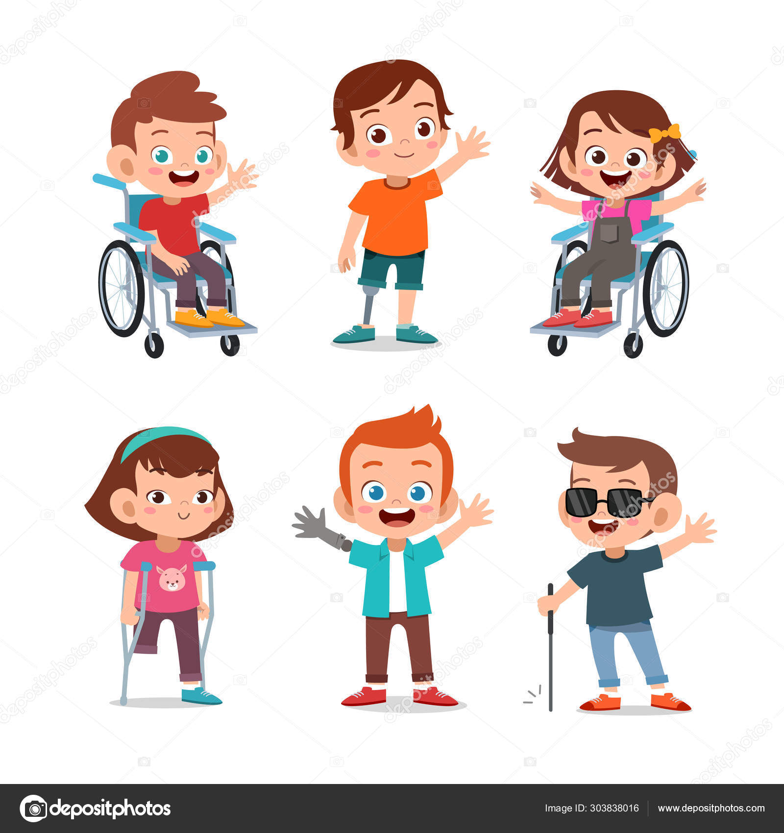 Disabled people kids vector illustration Stock Vector Image by ...