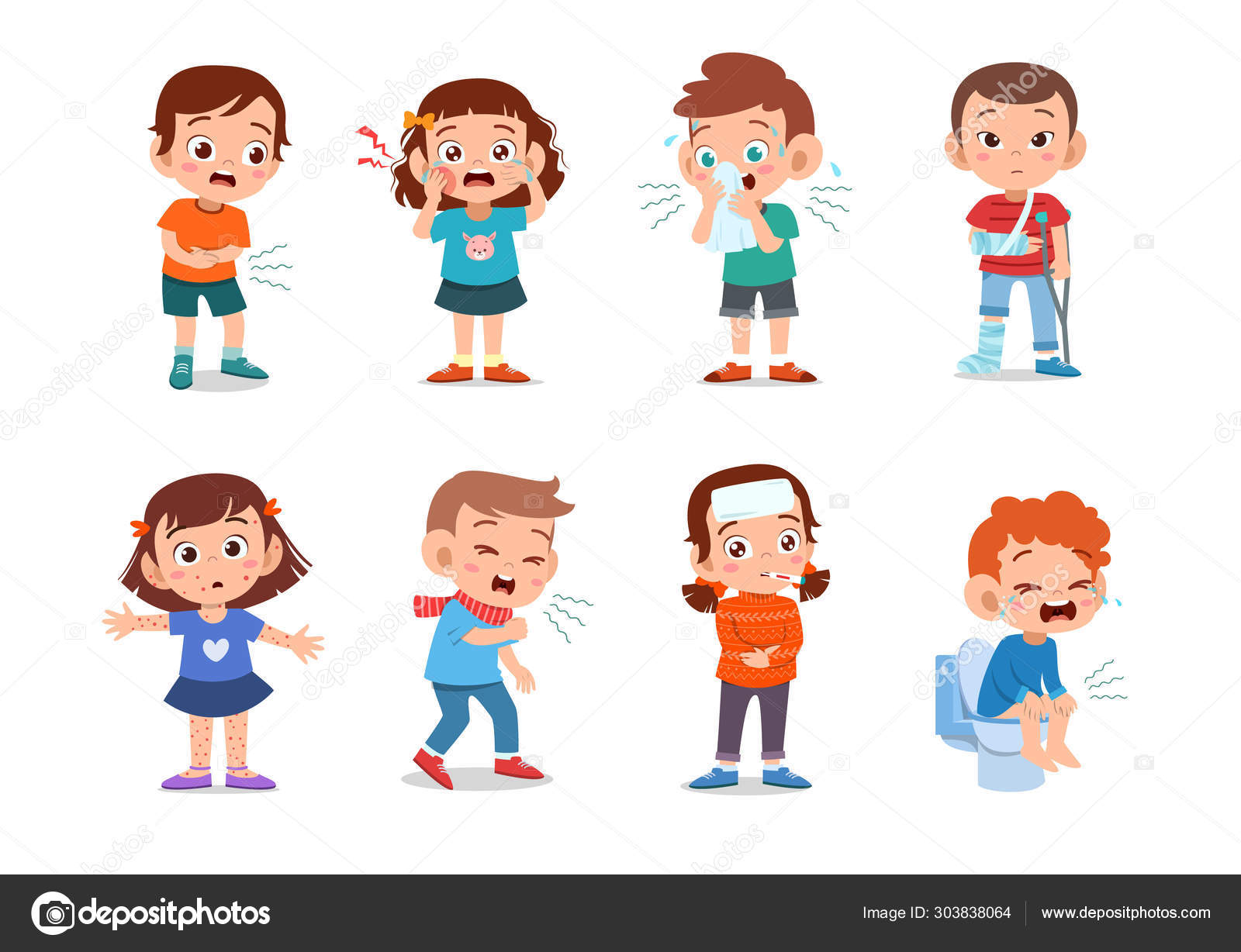 아이 아픈 건강에 해로운 벡터 일러스트 스톡 벡터 - ©colorfuelstudio 303838064