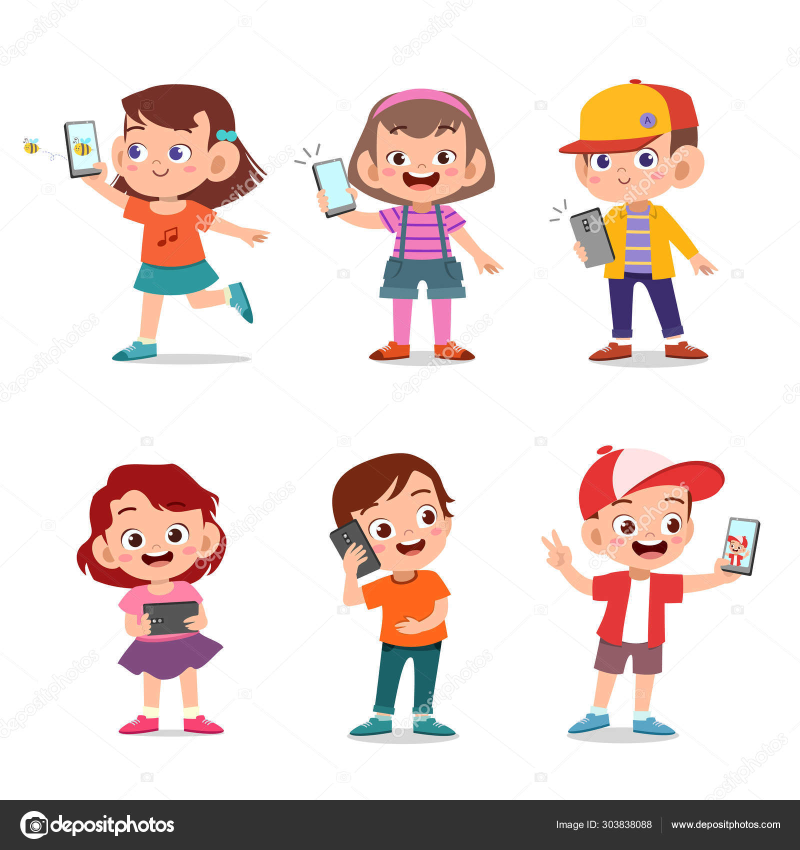 Kids children with smartphone vector Stock Vector by ©colorfuelstudio ...