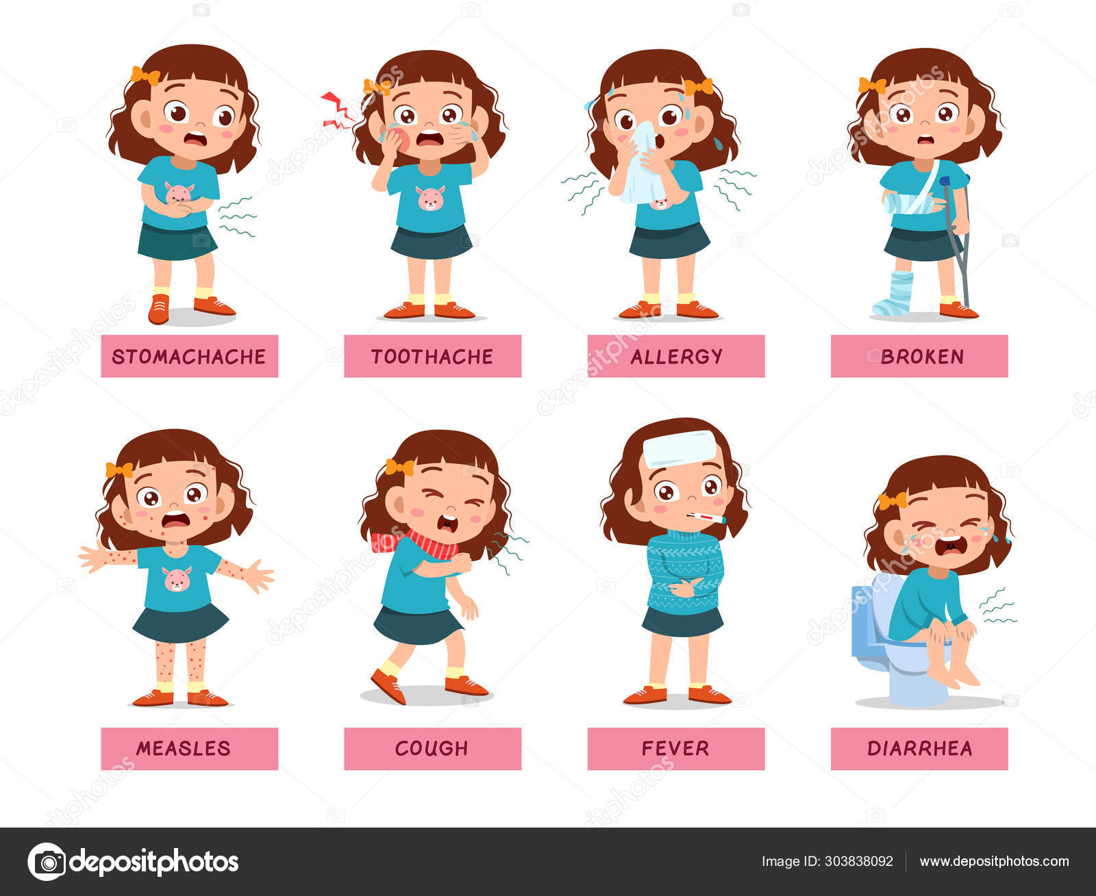 Kids sick unhealthy vector illustration Stock Illustration by ... Kids sick unhealthy vector illustration Stock Illustration by ...