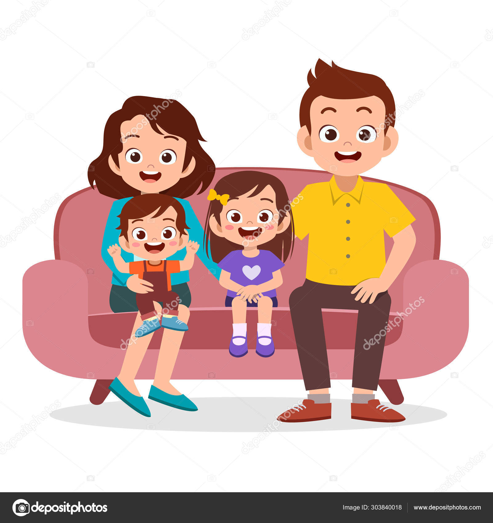 Happy Smiling Senior Couple Gathering Together with their Adult ...