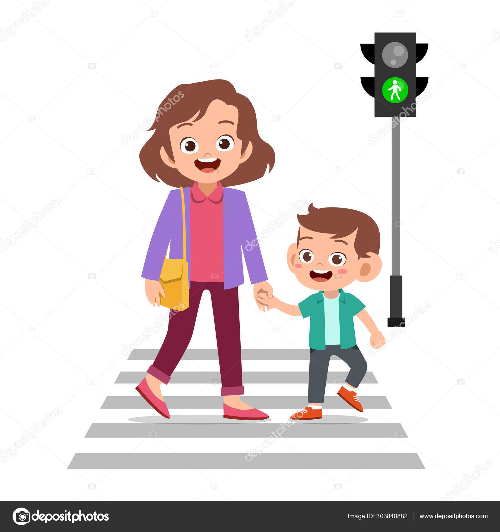 Sad little boy going to school holding a game controller. Mother and ...