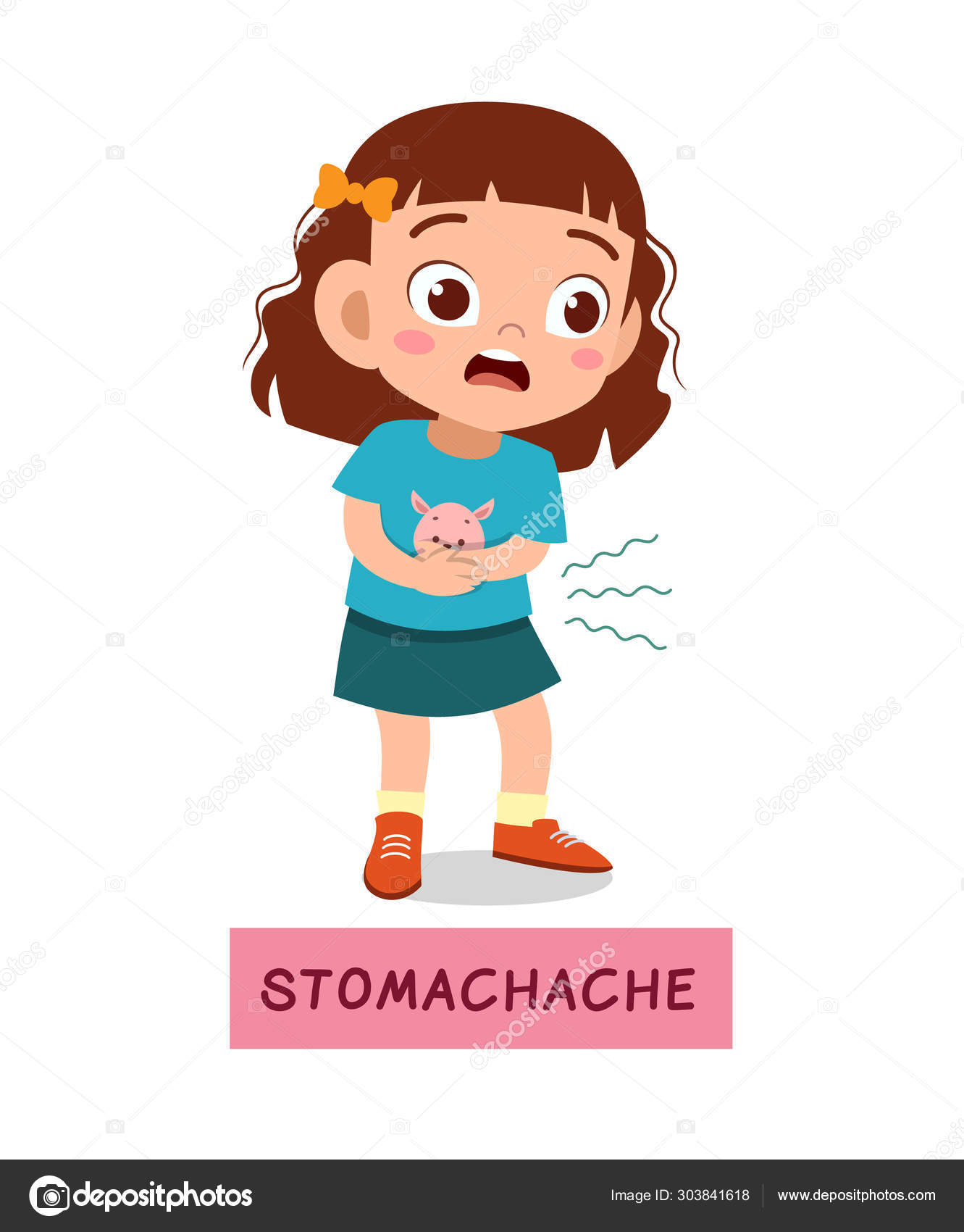Kid girl having stomachache vector Stock Vector by ©colorfuelstudio ...