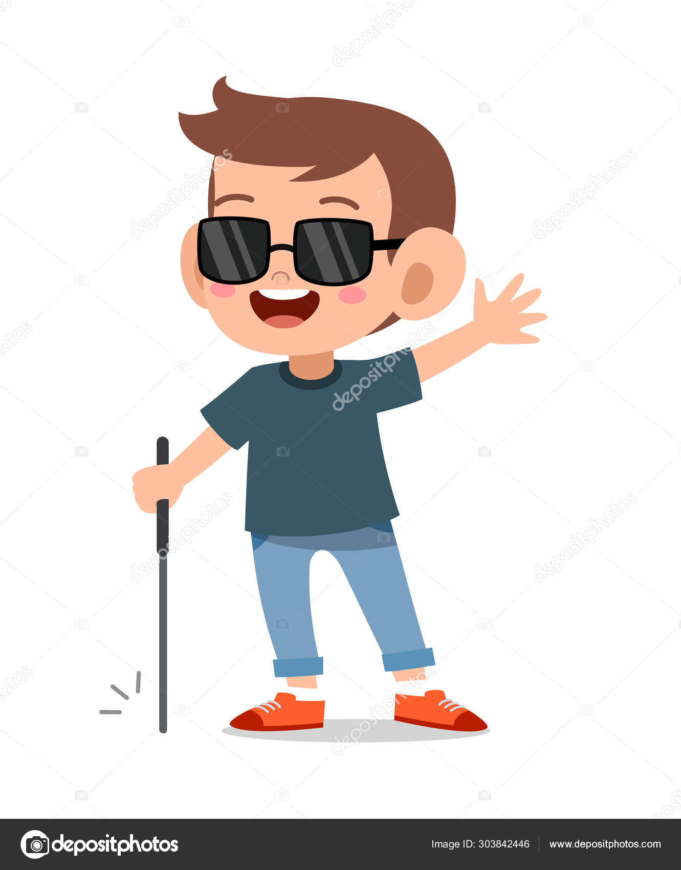 Ilustración vectorial ciego niño incapacitado Vector de stock por ...