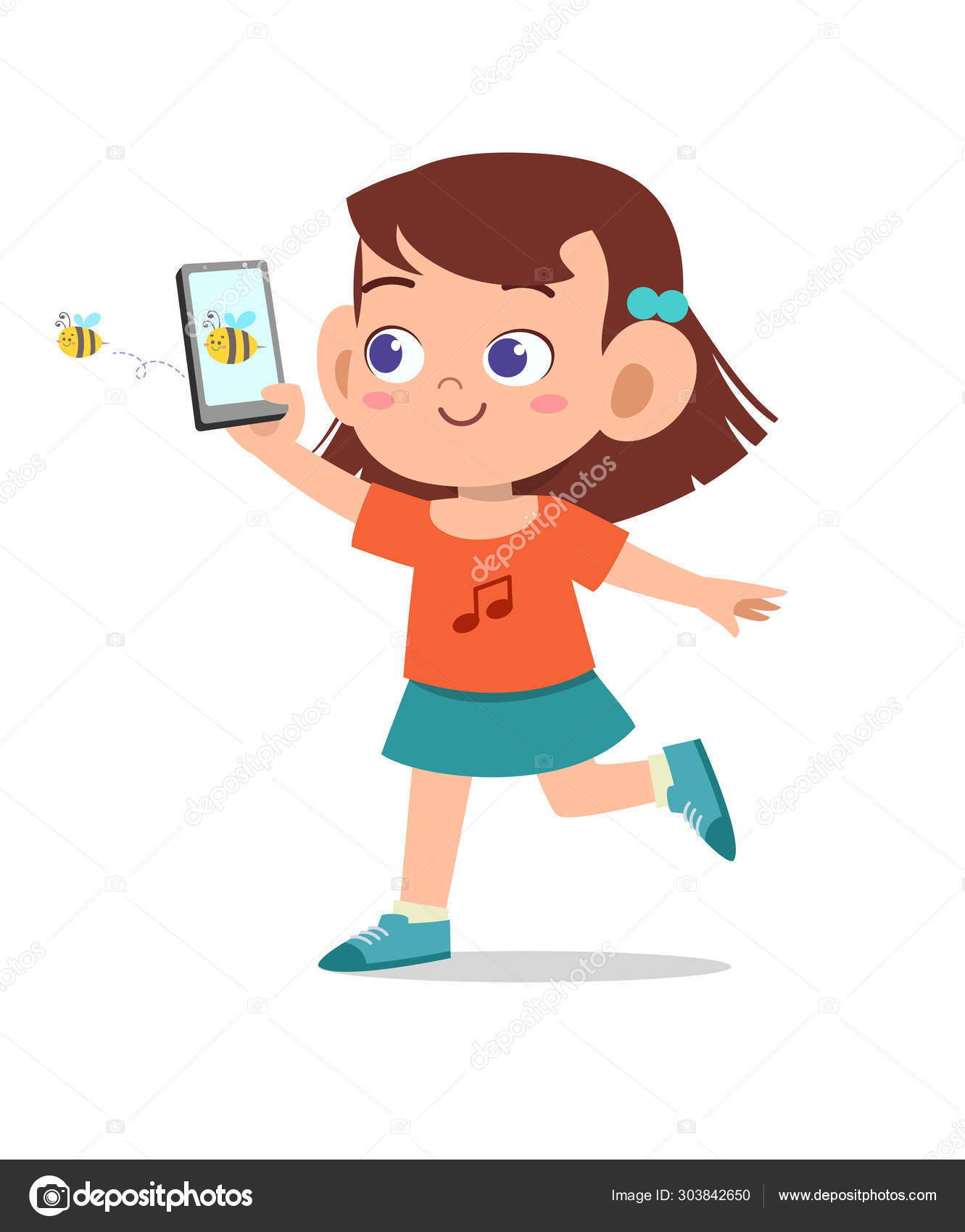 Kid girl using smartphone vector Stock Vector Image by ©colorfuelstudio ...