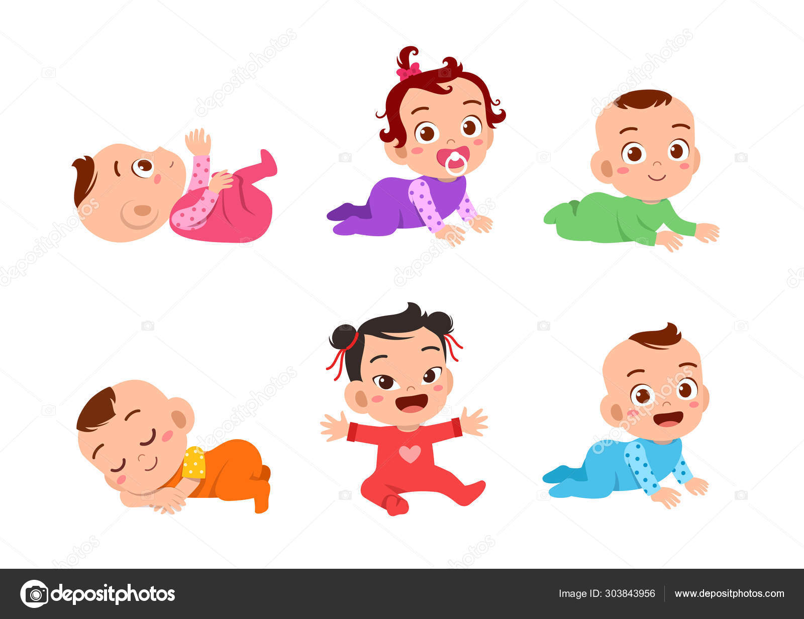 Feliz lindo bebé conjunto paquete vector Vector de stock por ...