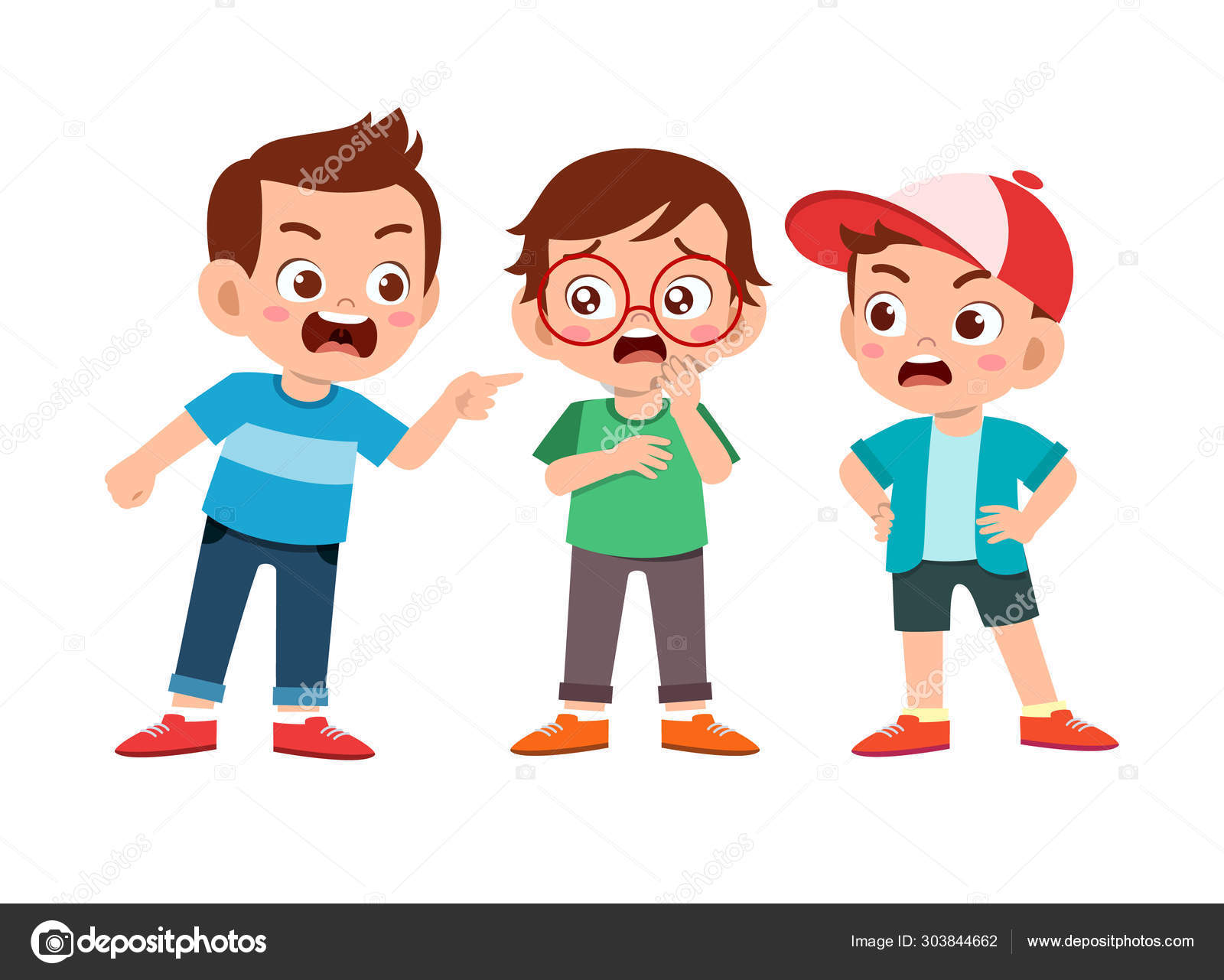 Kid bully friend bad behaviour vector Stock Vector Image by ...