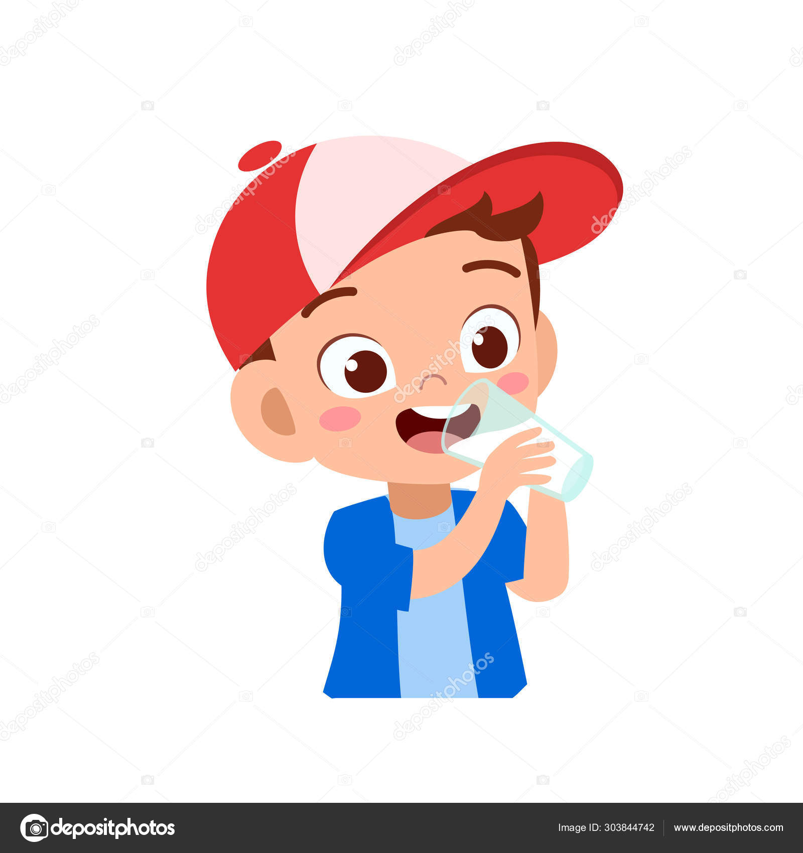Feliz niño beber leche vector ilustración Vector de stock por ...