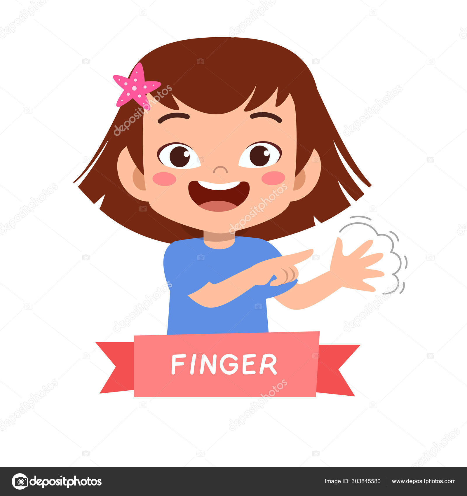 Kid pointing body part vector — Stock Vector © colorfuelstudio #303845580