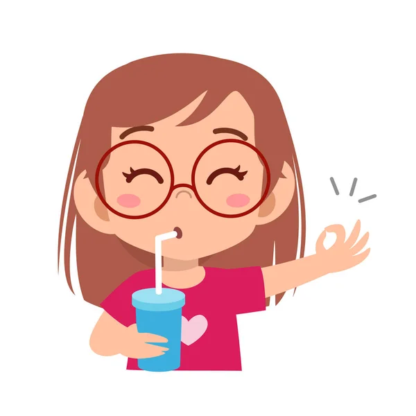 Happy kid drink juice vector illustration Stock Vector Image by ...