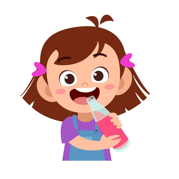 Happy kid drink juice vector illustration Stock Vector Image by ...