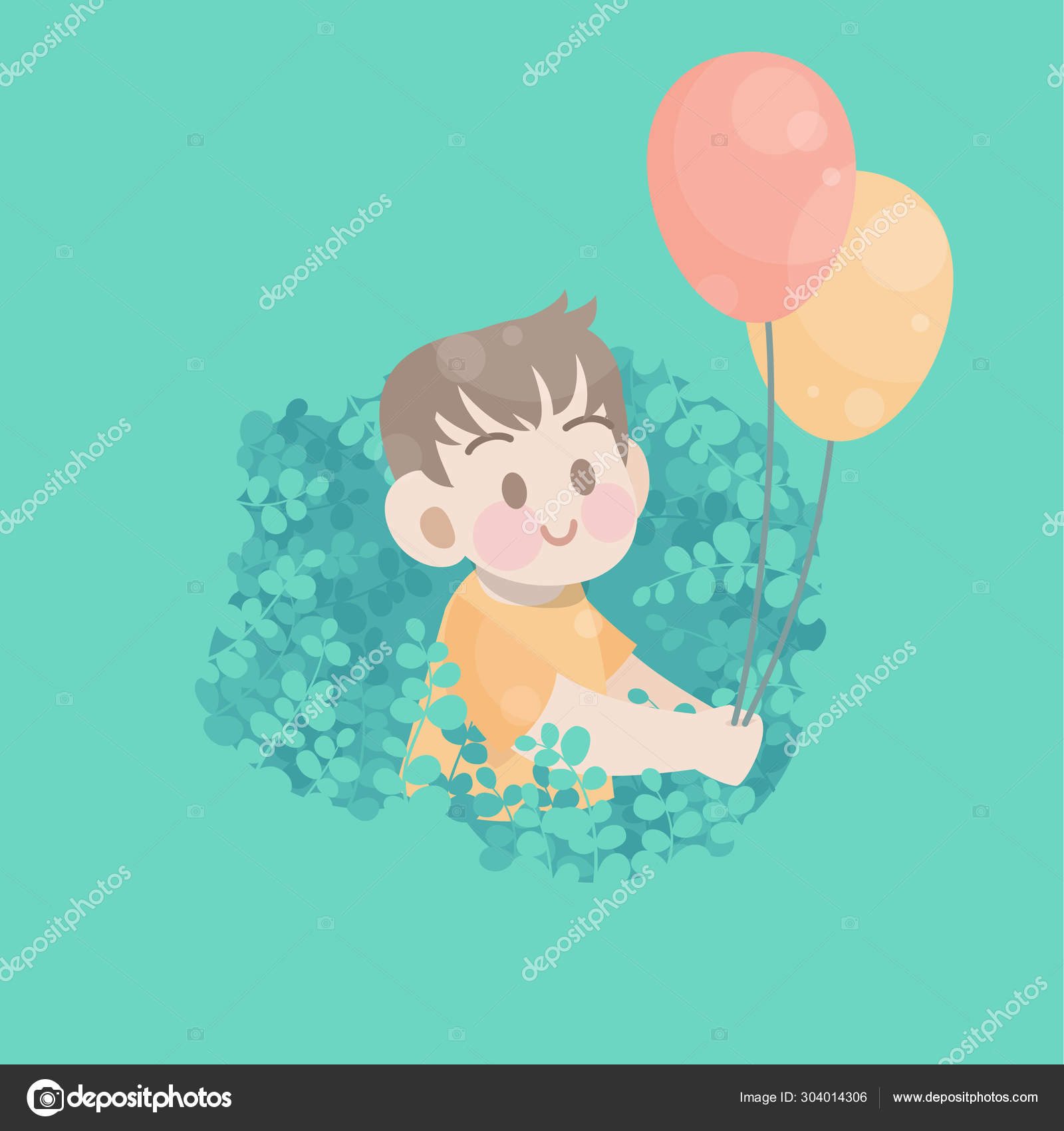 Cute happy kid play balloon joyfully vector Stock Vector by ...