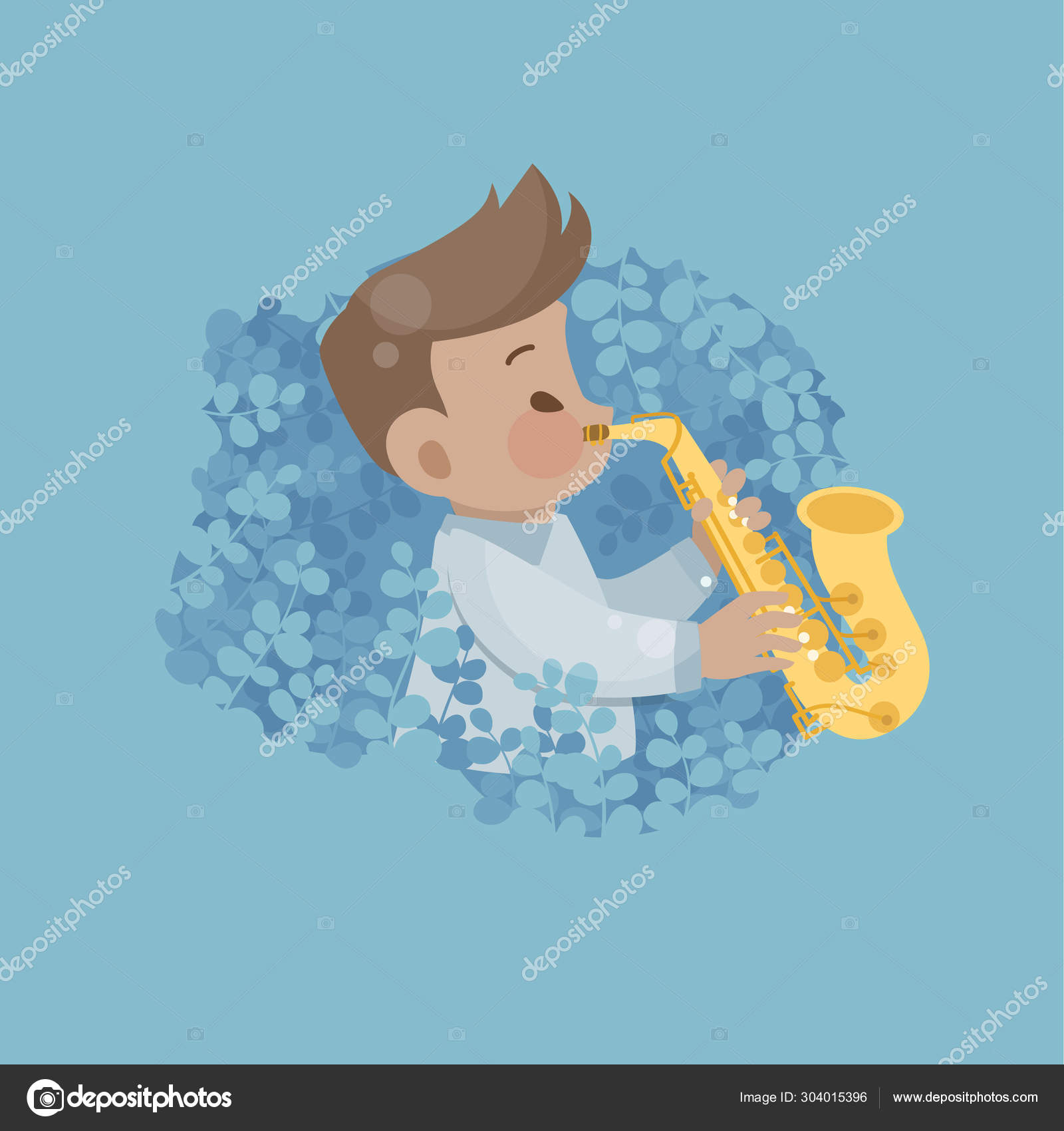 Happy cute kid play music saxophone vector illustration Stock Vector by ...