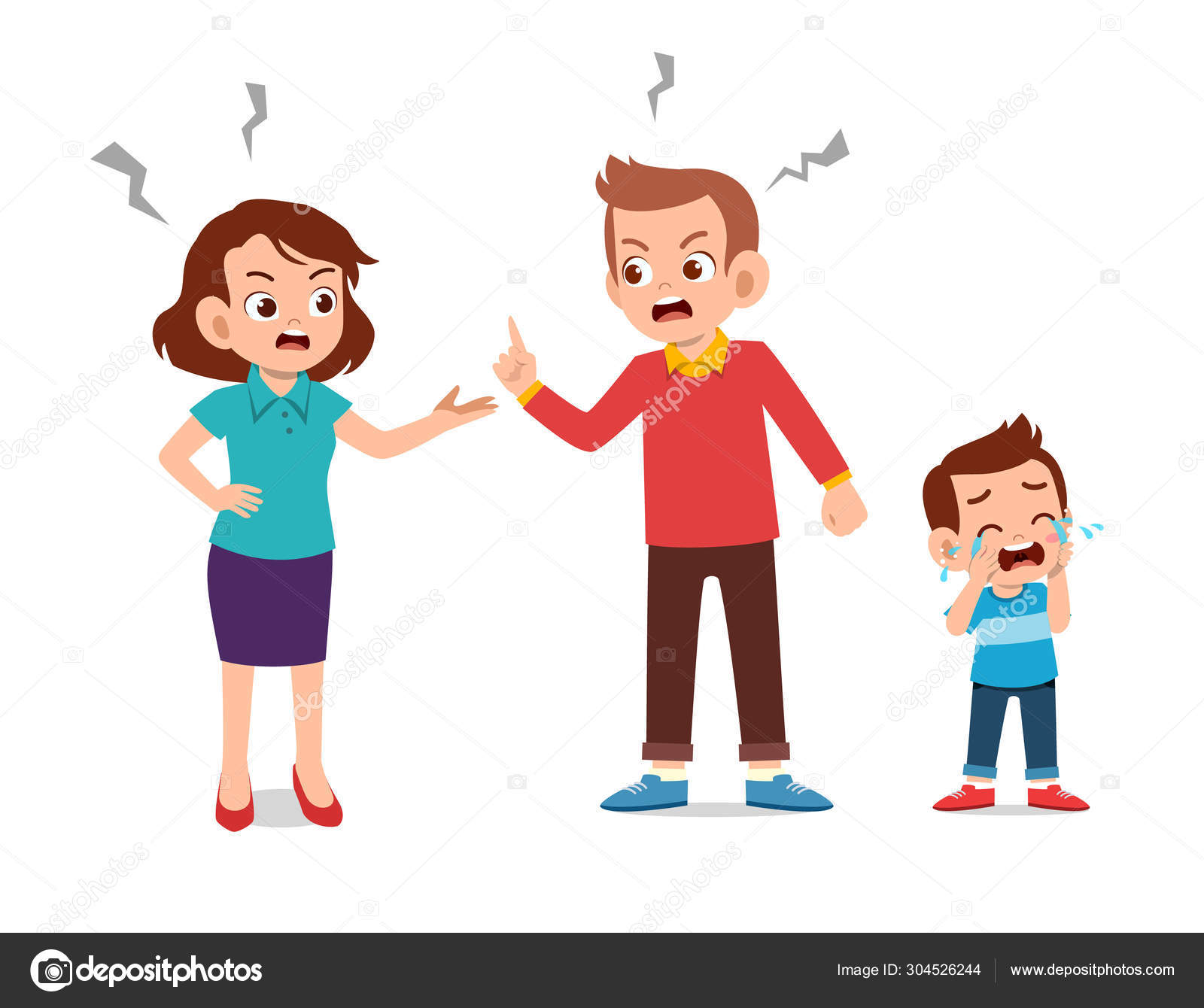 Kids cry with parent fighting ague Stock Vector by ©colorfuelstudio ...