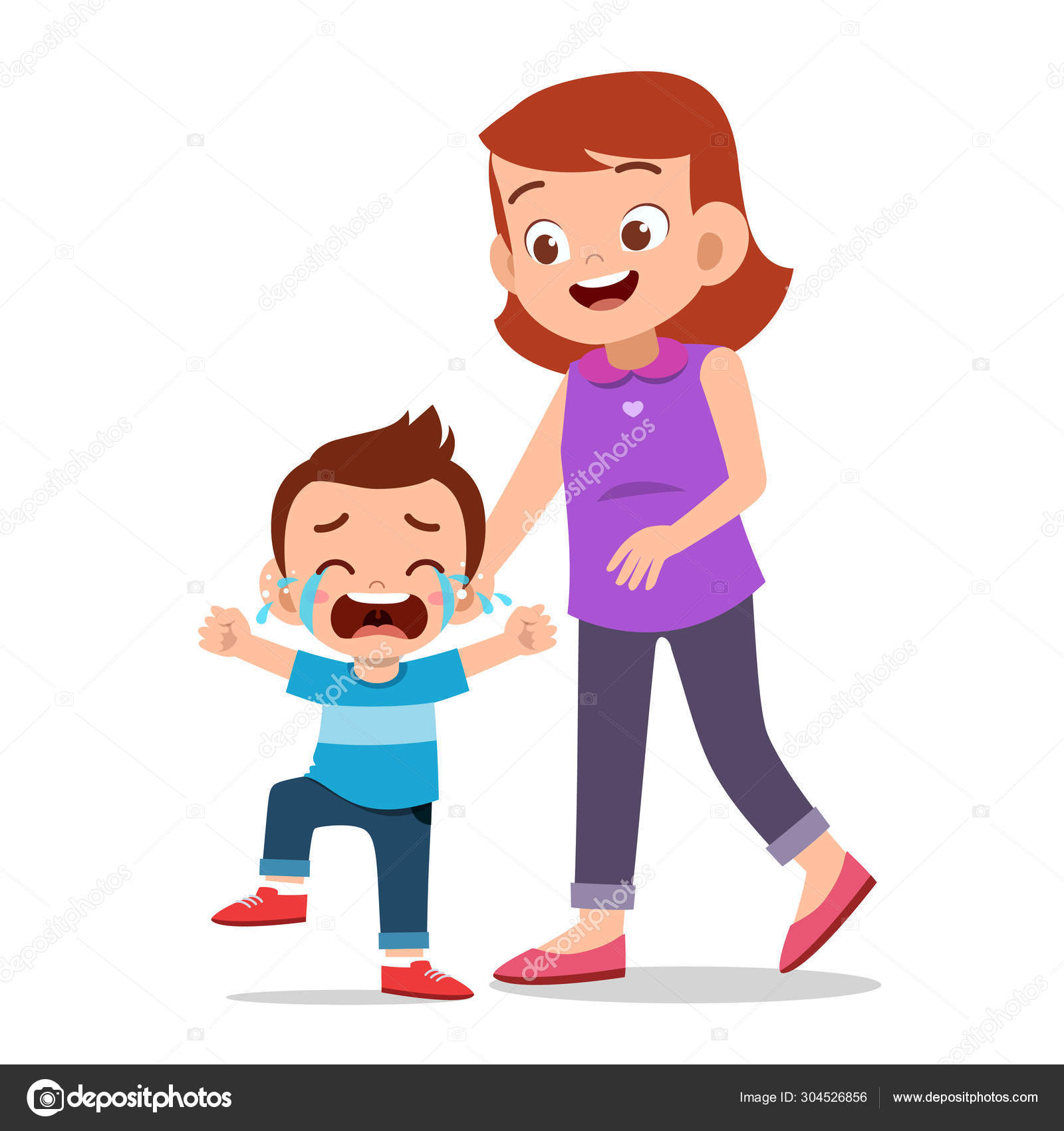 Parent with kid child cry illustration Stock Vector Image by ...