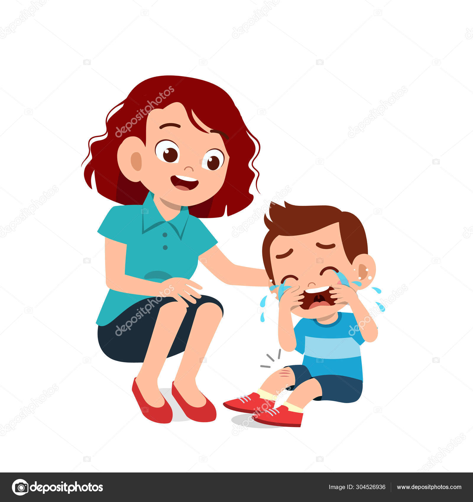 Parent with kid child cry illustration ⬇ Vector Image by ...