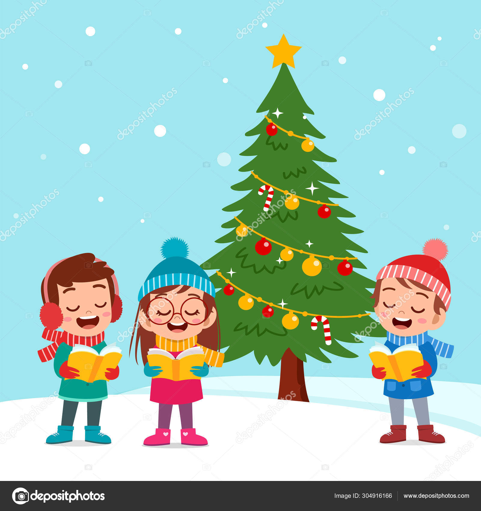 Happy kids christmas sing musical Stock Vector by ©colorfuelstudio ...