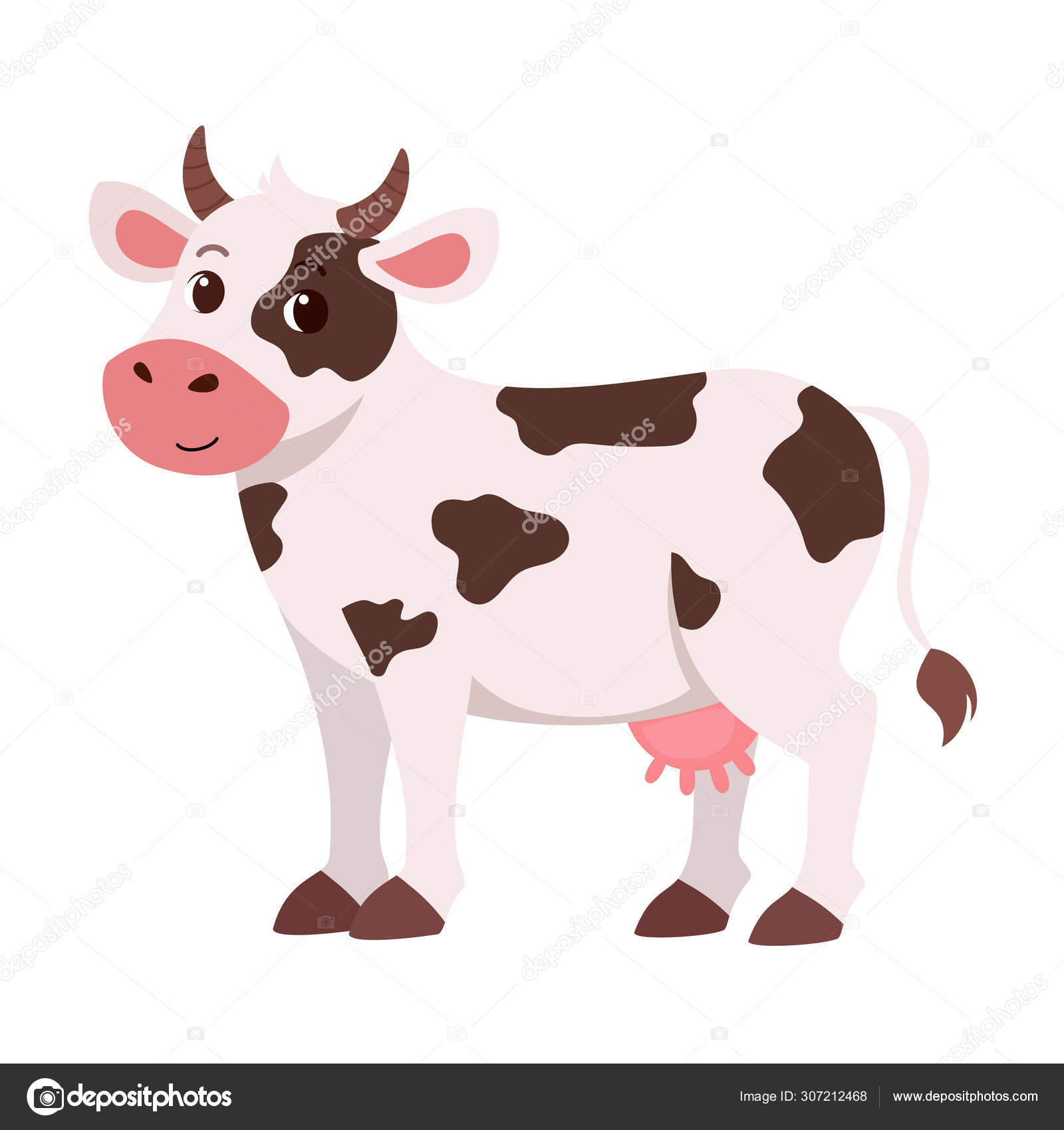 Lindo ganado feliz granero sonrisa animal vector vector, gráfico ...