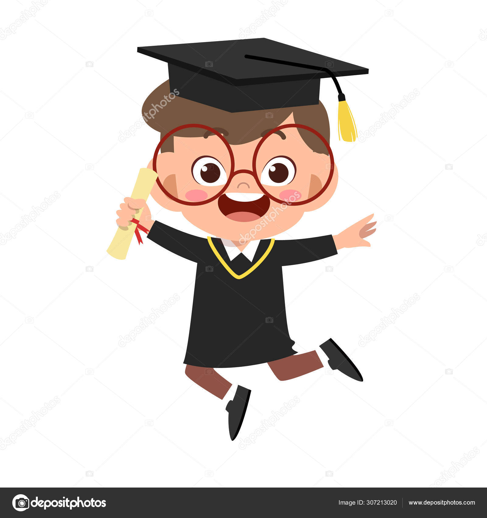 Feliz bonito criança salto graduação vetor design vetor(es) de stock de ...