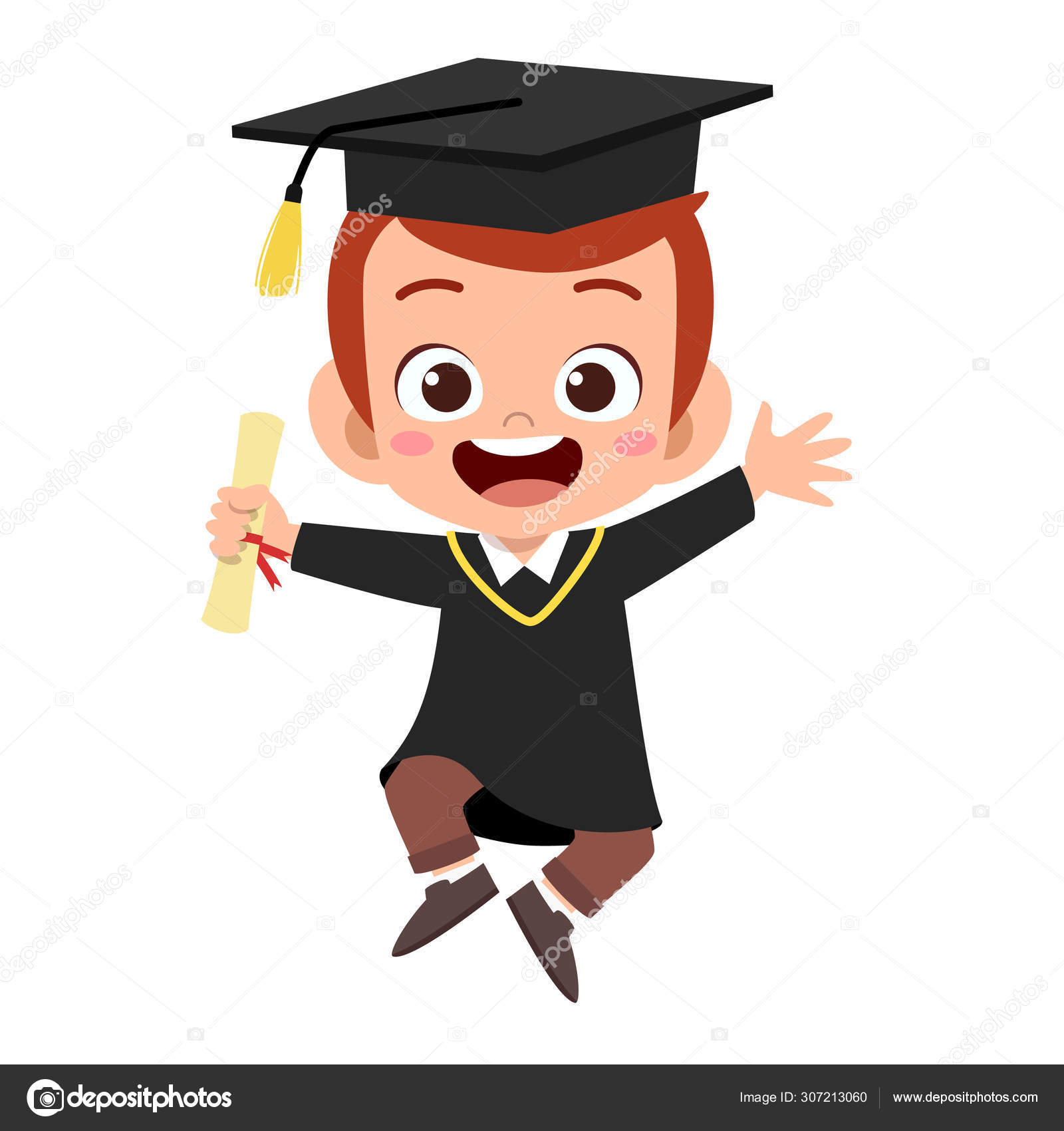 Happy cute kid jump graduation vector design Stock Vector Image by ...