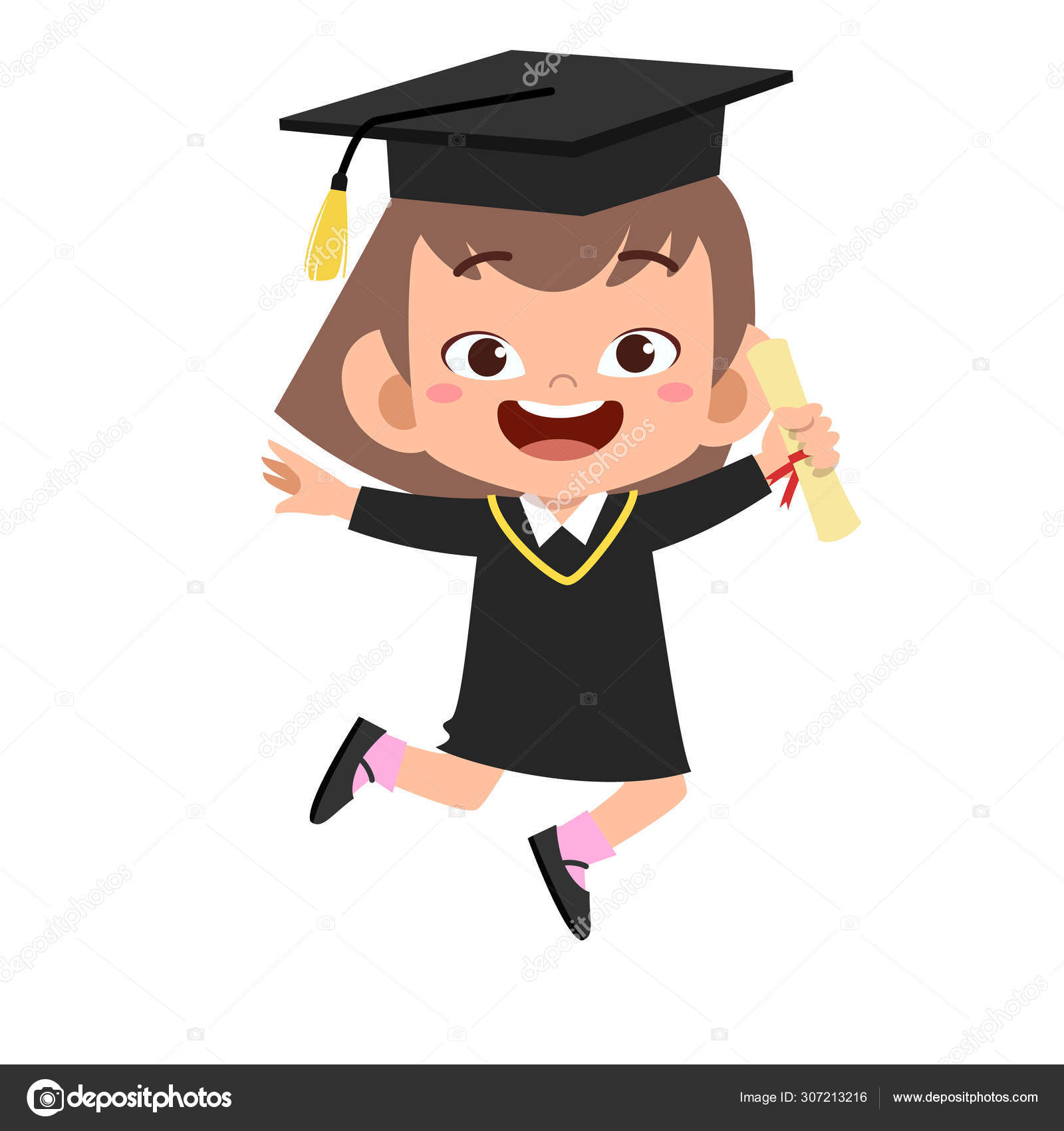 快乐 可爱的 孩子 跳 毕业 矢量 设计图库矢量图作者：© colorfuelstudio 307213216