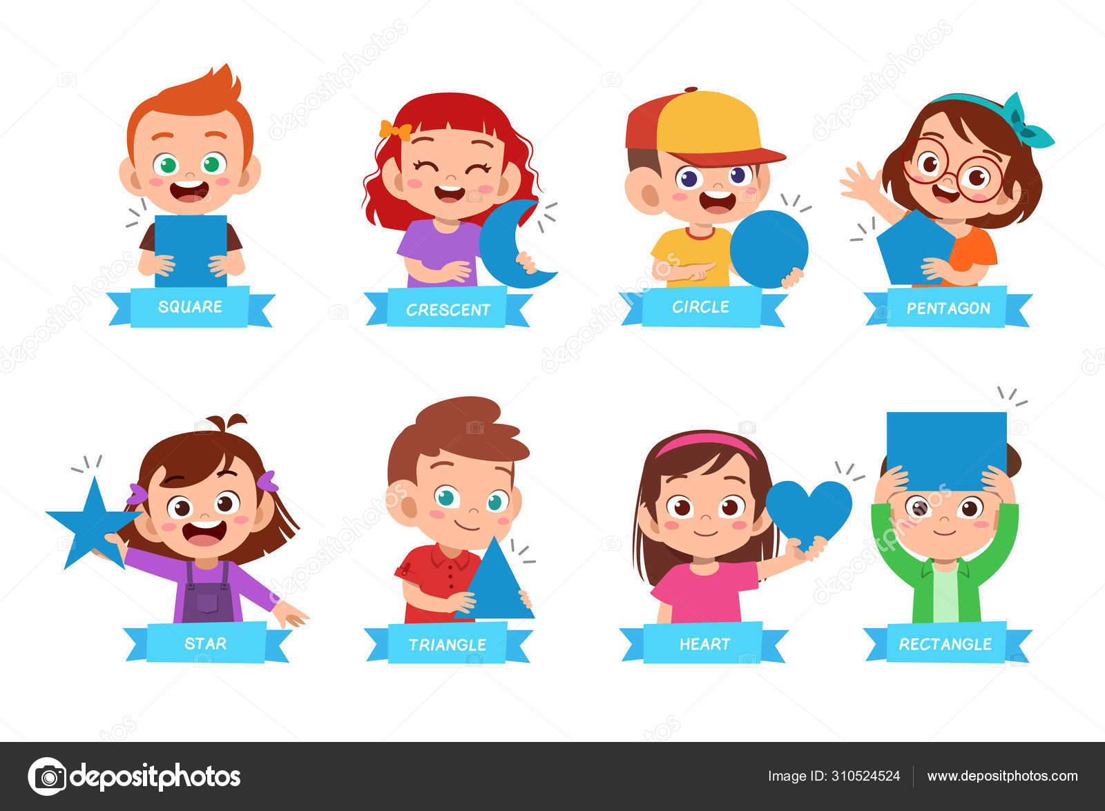 Cute kids learn basic shape math lesson Stock Vector Image by ...