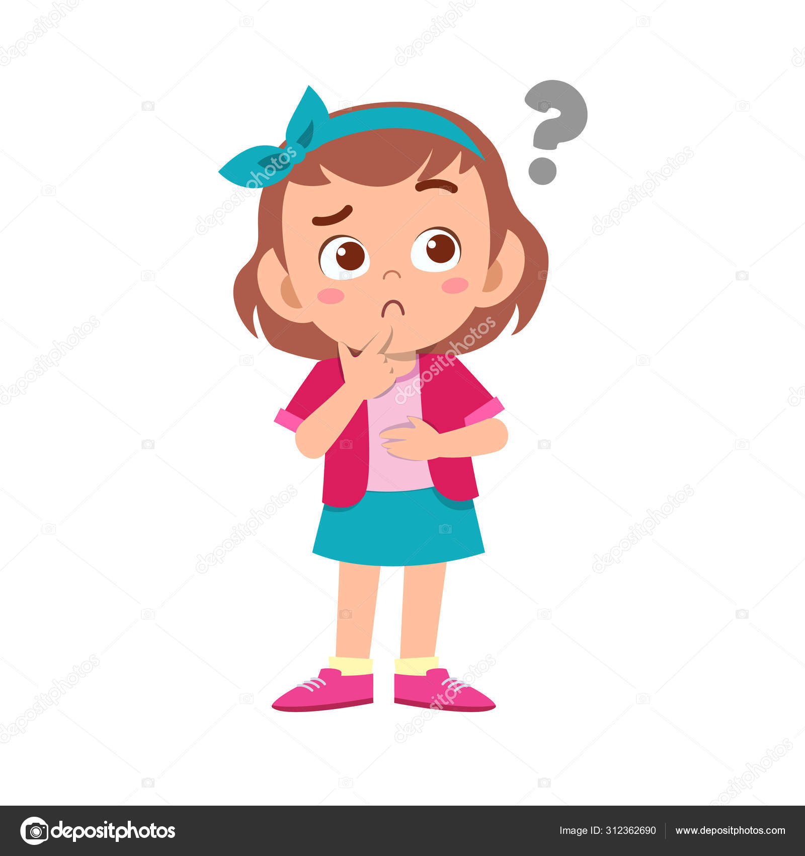 Cute kid teen girl show facial expression Stock Vector Image by ...