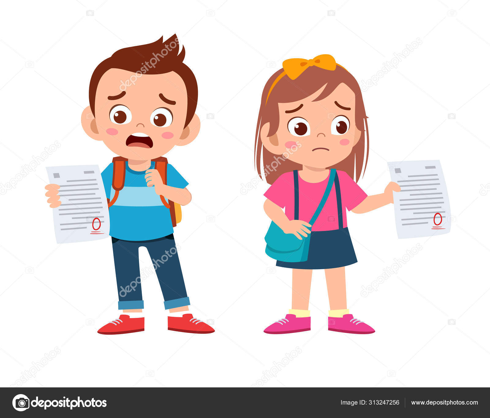 Sad kids have bad mark from exam Stock Vector Image by ©colorfuelstudio ...