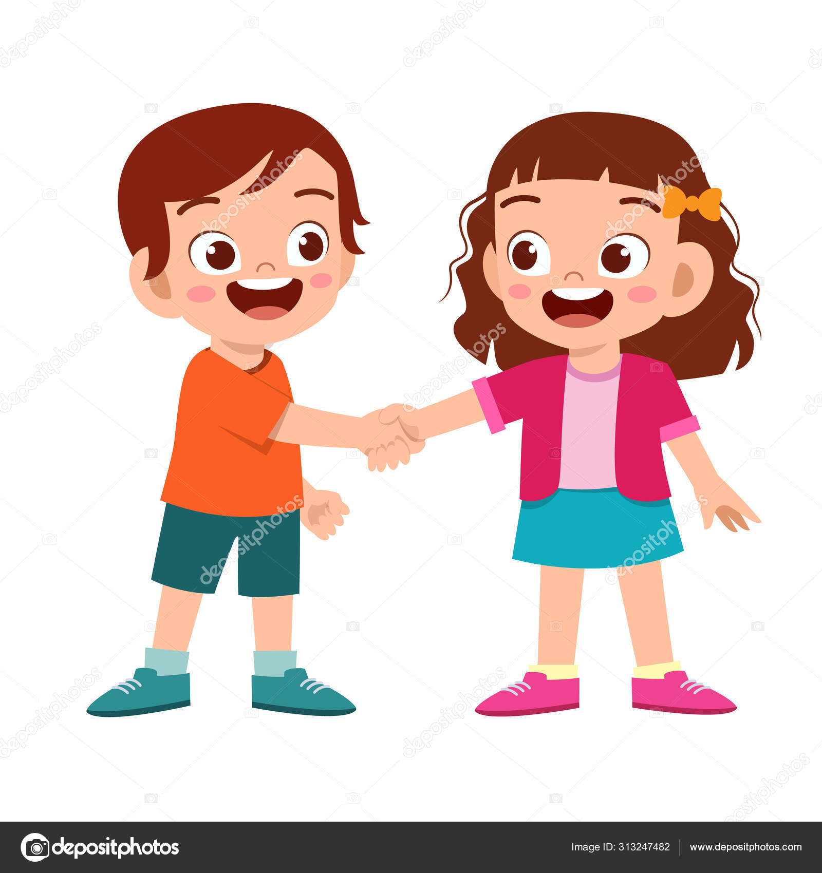 Cute happy kid hand shake with friend Stock Vector Image by ...