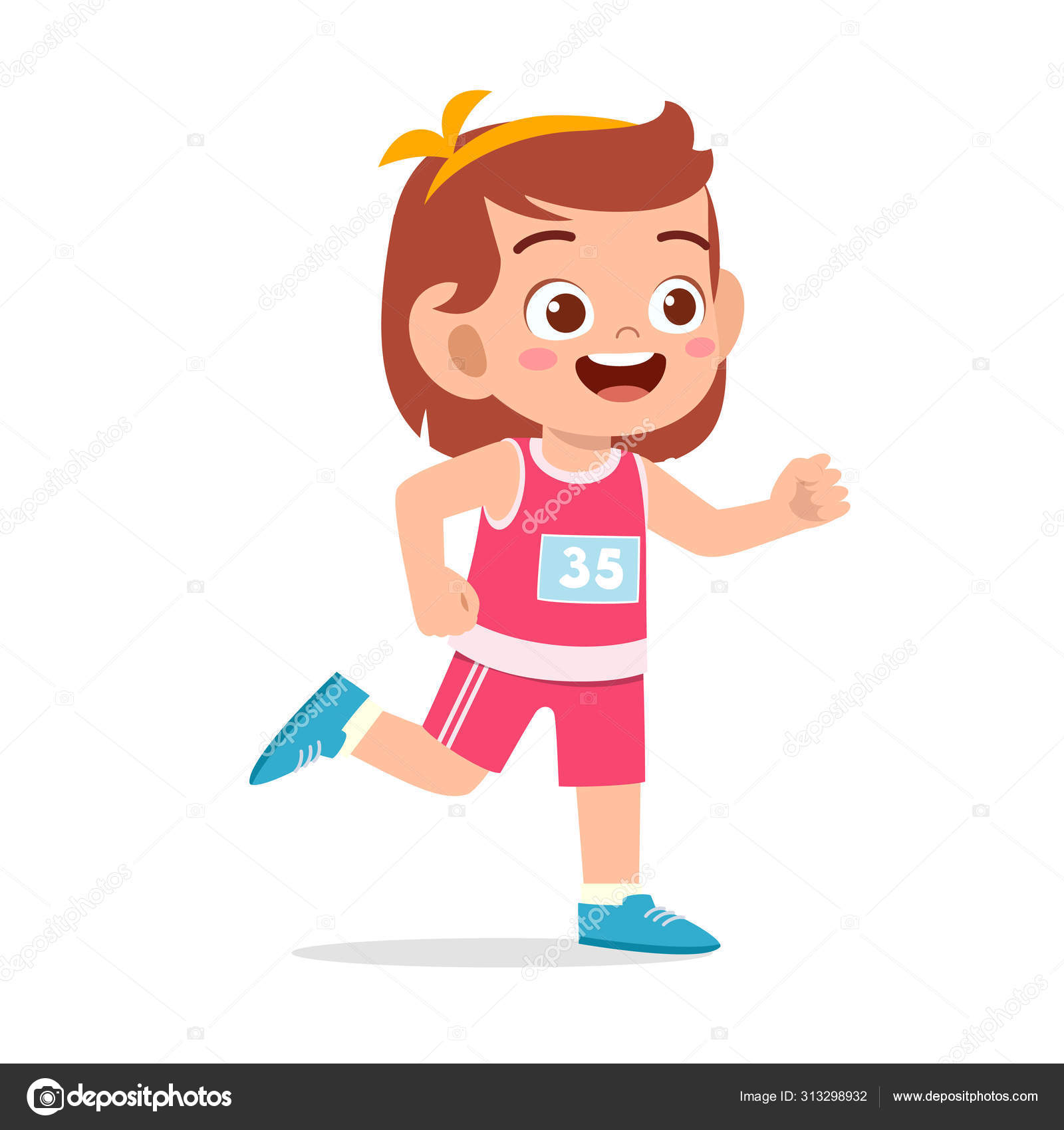 Happy kid girl train run marathon jogging Stock Vector Image by ...