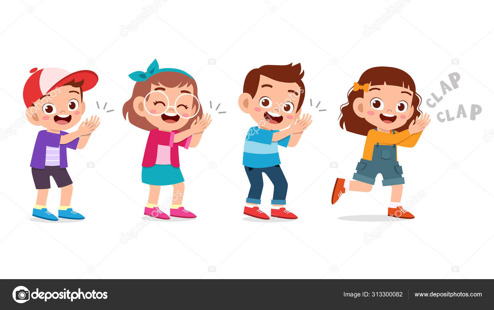 Cute happy kid clap hand cheer smile Stock Vector Image by ...