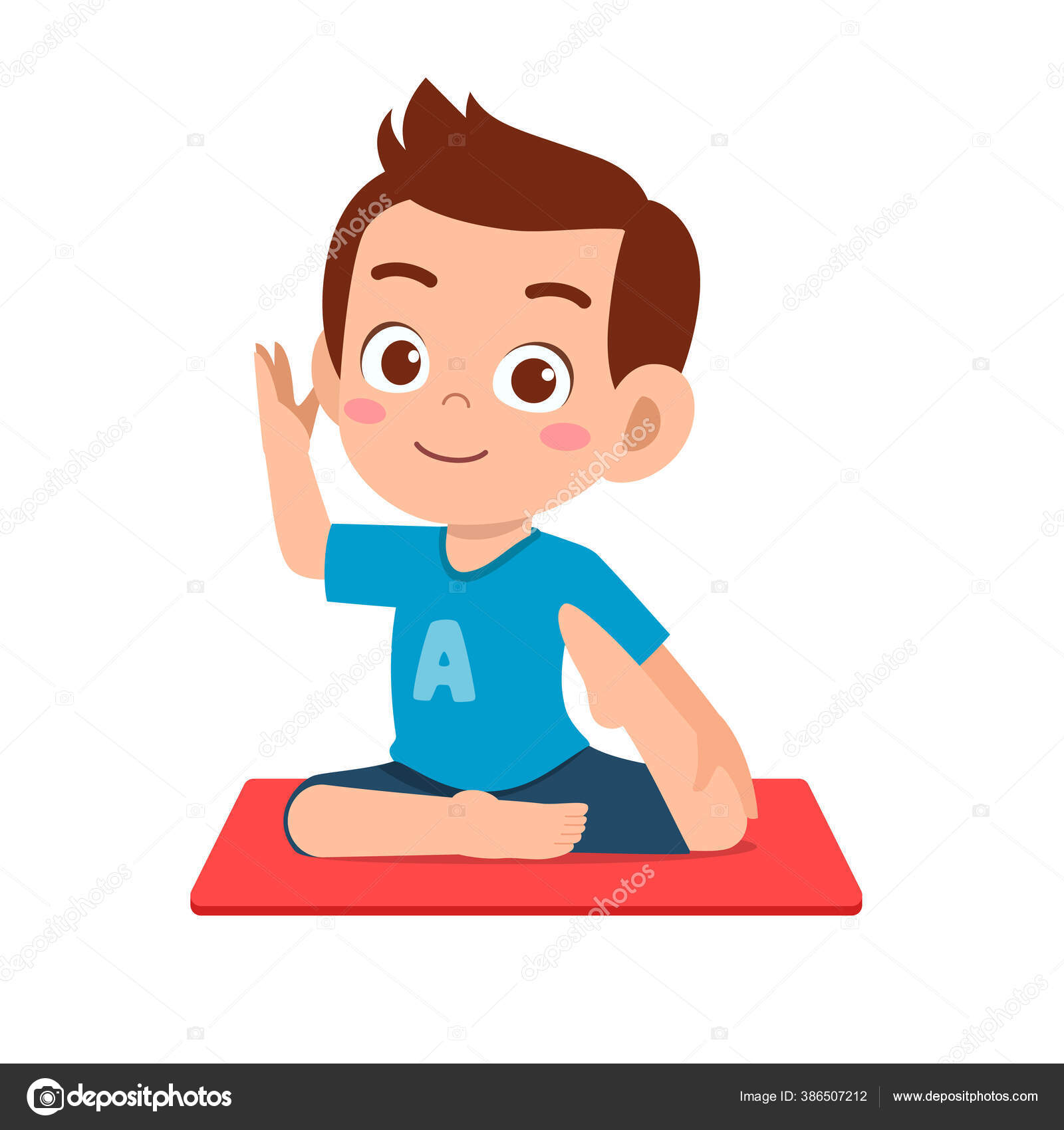 Happy Cute Little Kid Boy Girl Yoga Pose Stock Vector Image by ...