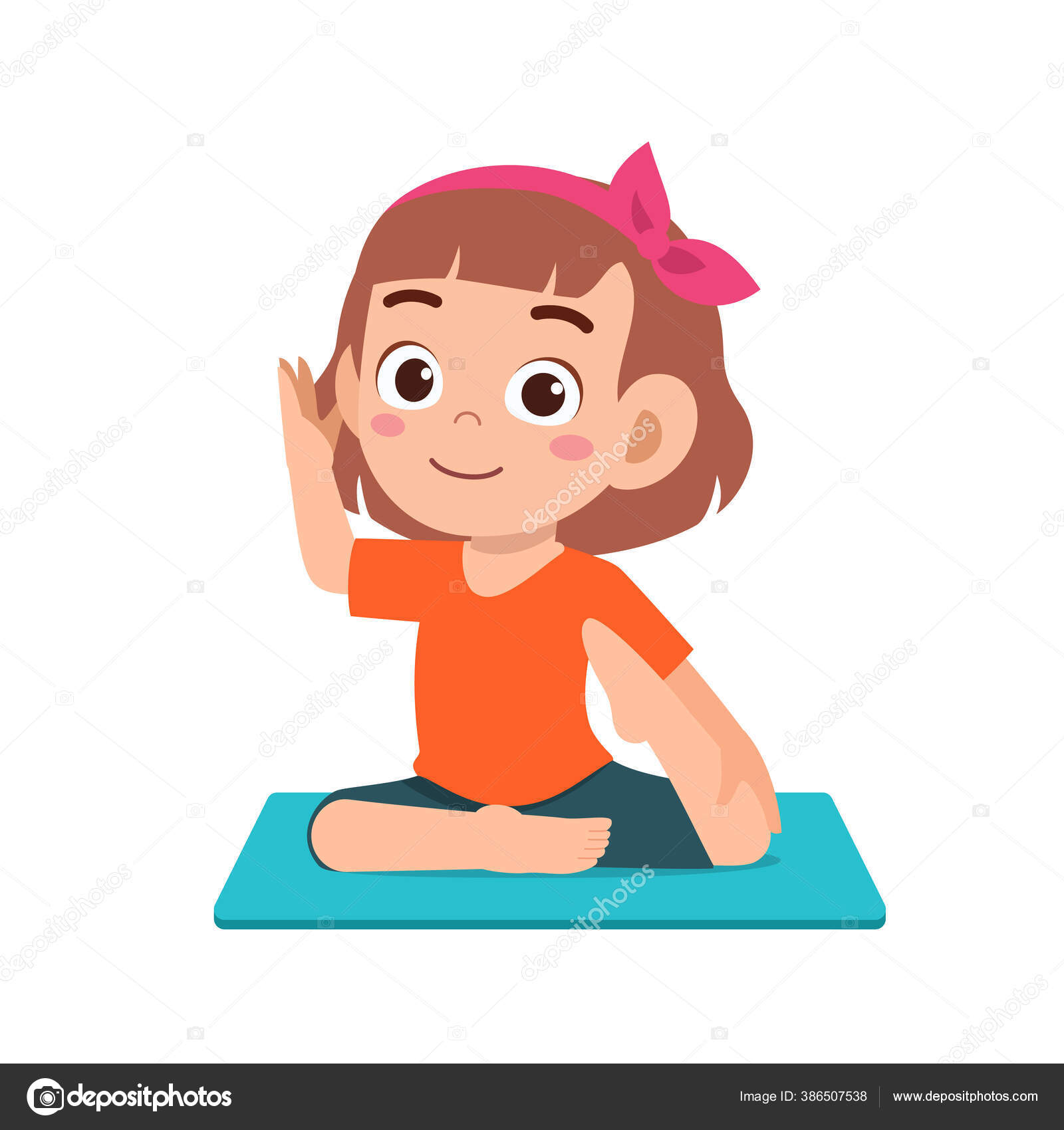 Menino Pequeno Bonito Feliz Menina Fazer Pose Ioga Vetor de stock de ...