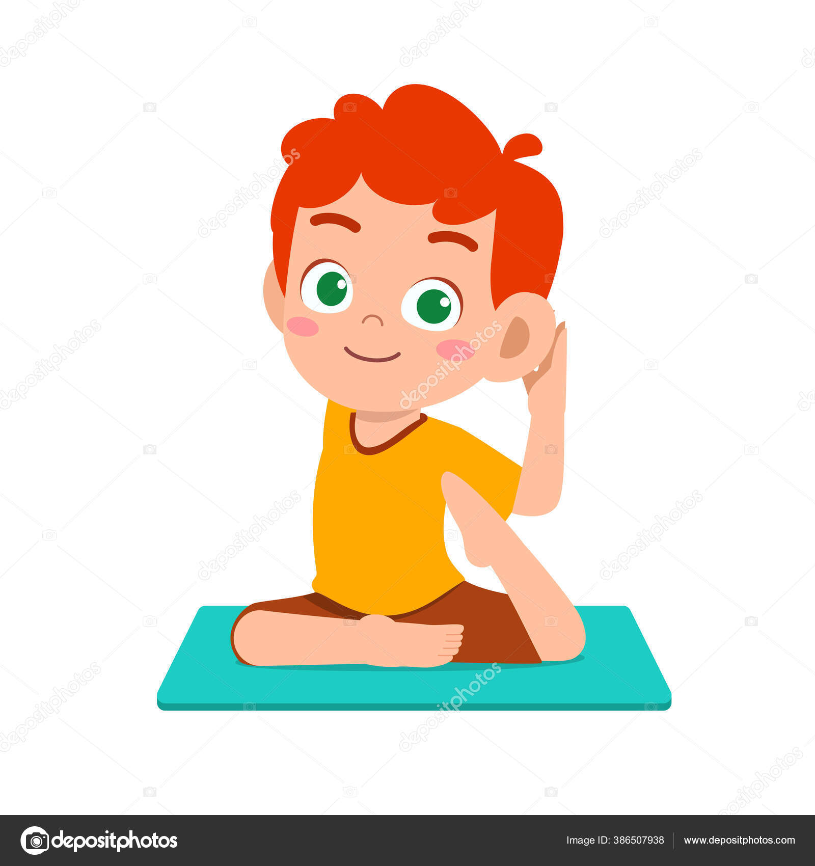 Happy Cute Little Kid Boy Girl Yoga Pose Stock Vector by ...