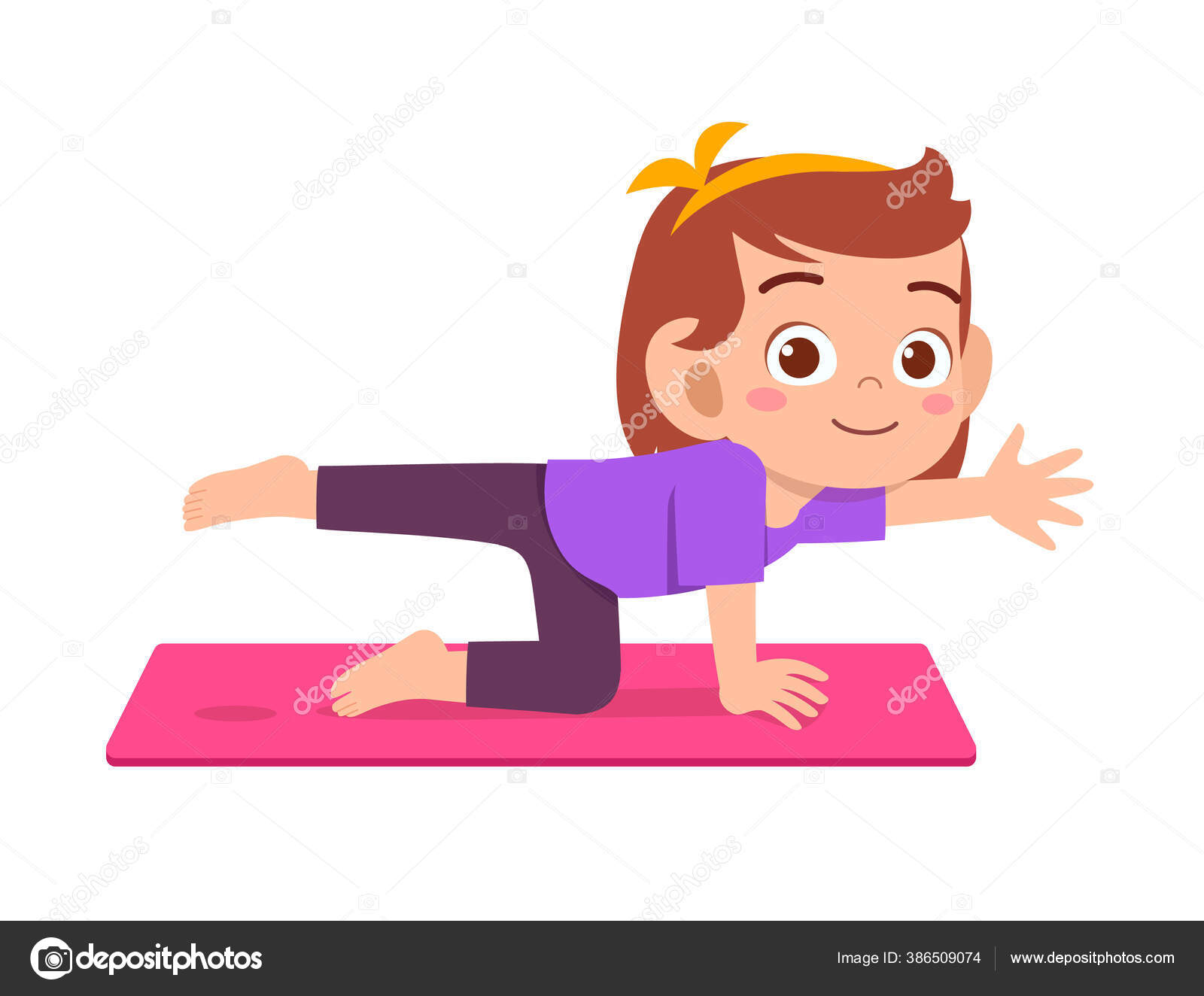 Happy Cute Little Kid Boy Girl Yoga Pose Stock Vector Image by ...