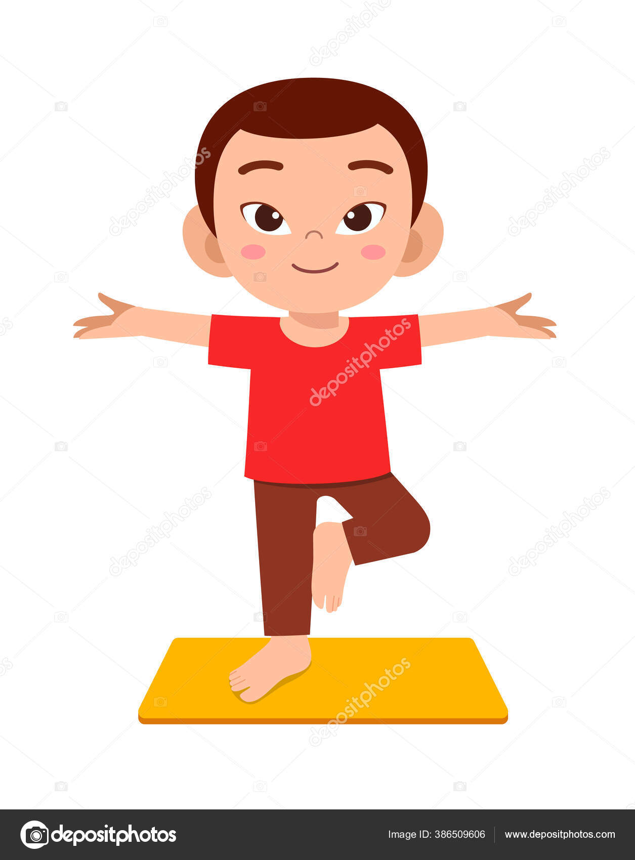 Happy Cute Little Kid Boy Girl Yoga Pose Stock Vector by ...