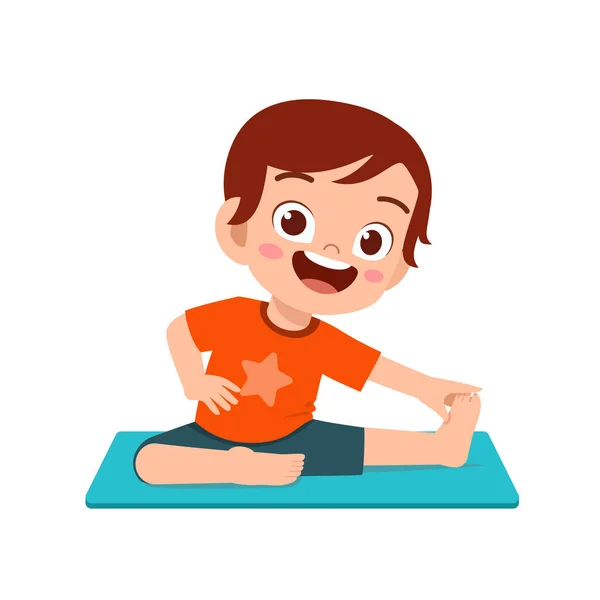 Happy Cute Little Kid Boy Girl Yoga Pose Stock Vector by ...