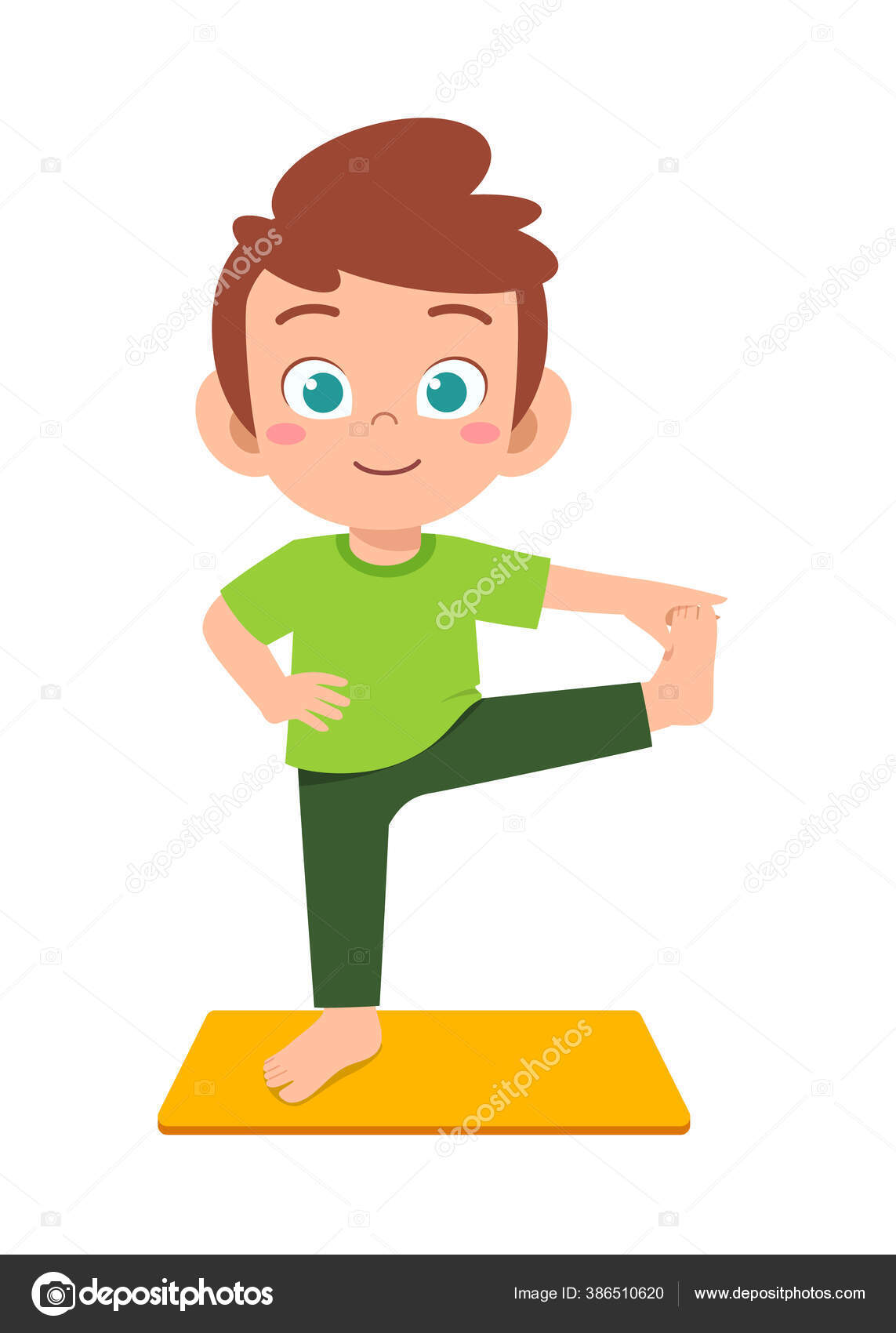 Happy Cute Little Kid Boy Girl Yoga Pose Stock Vector by ...