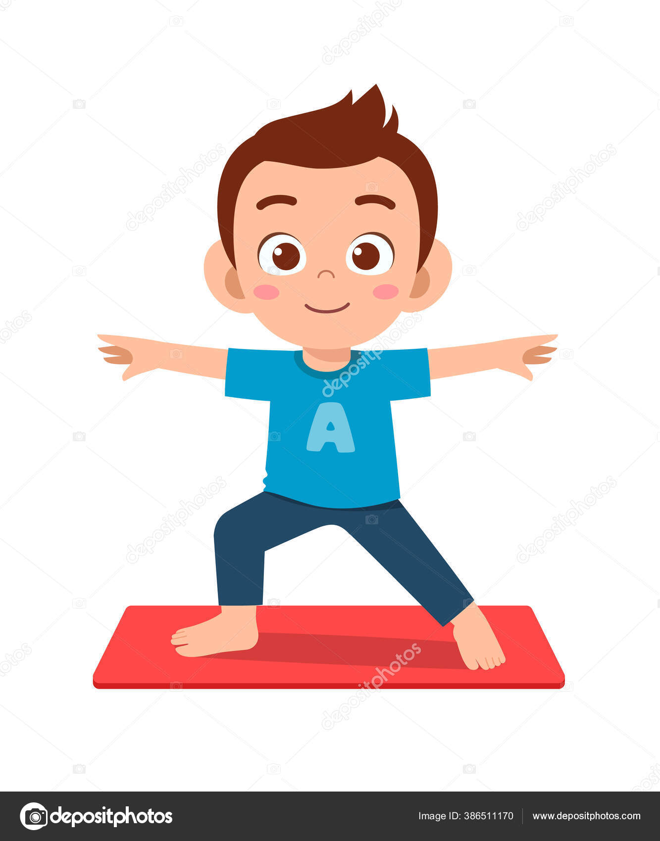Happy Cute Little Kid Boy Girl Yoga Pose Stock Vector by ...
