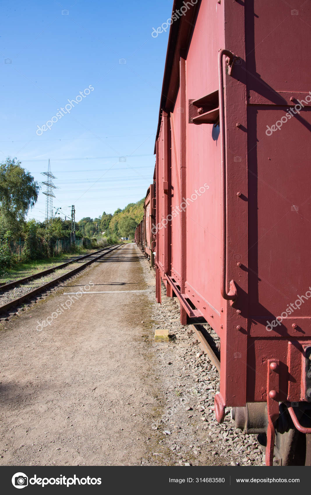 Column Freight Cars Put Together Train — Stock Photo © blende8 #314683580