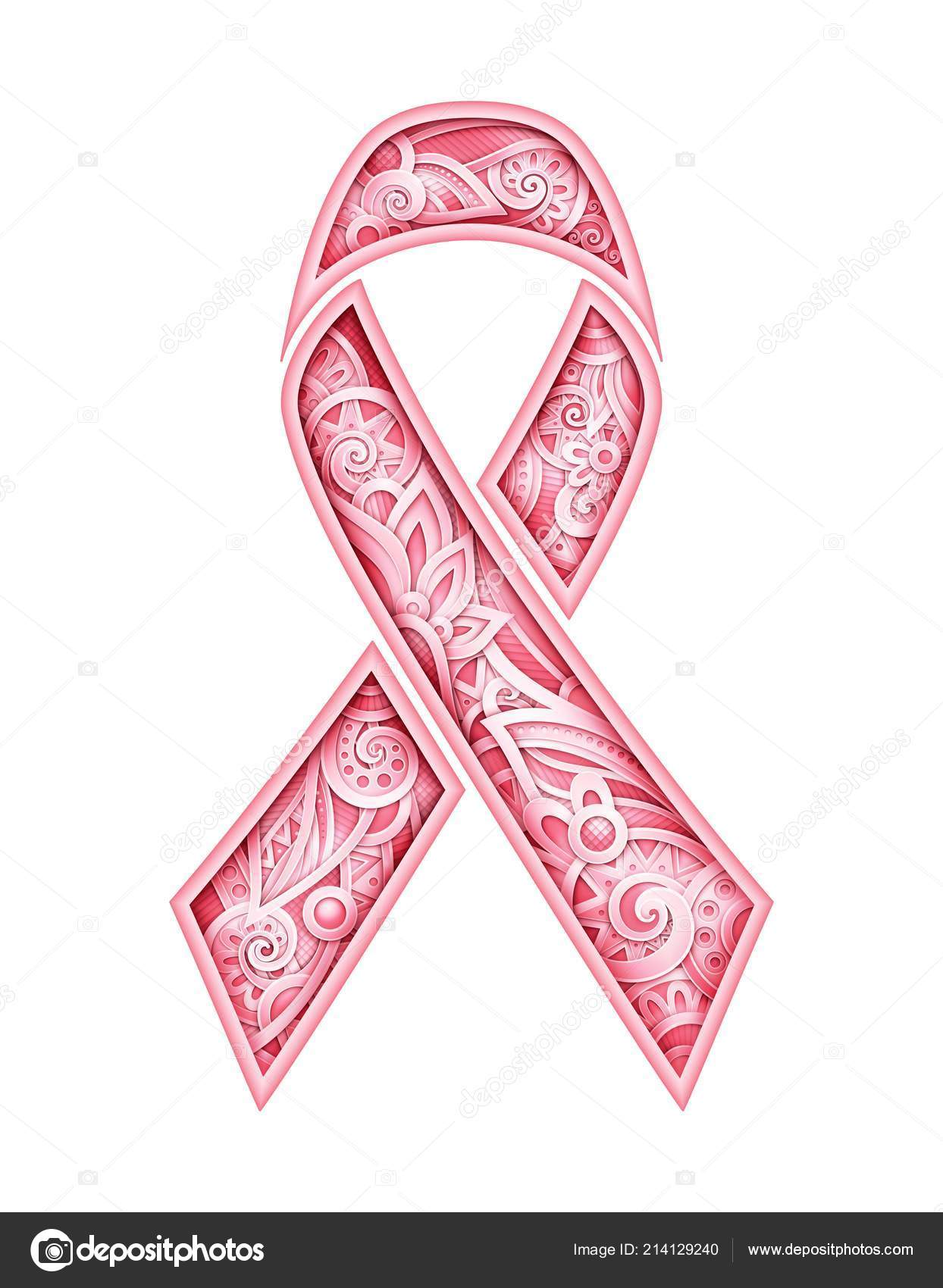 Emblema Del Mes Conciencia Del Cáncer Mama Símbolo Cinta Rosa Vector de ...