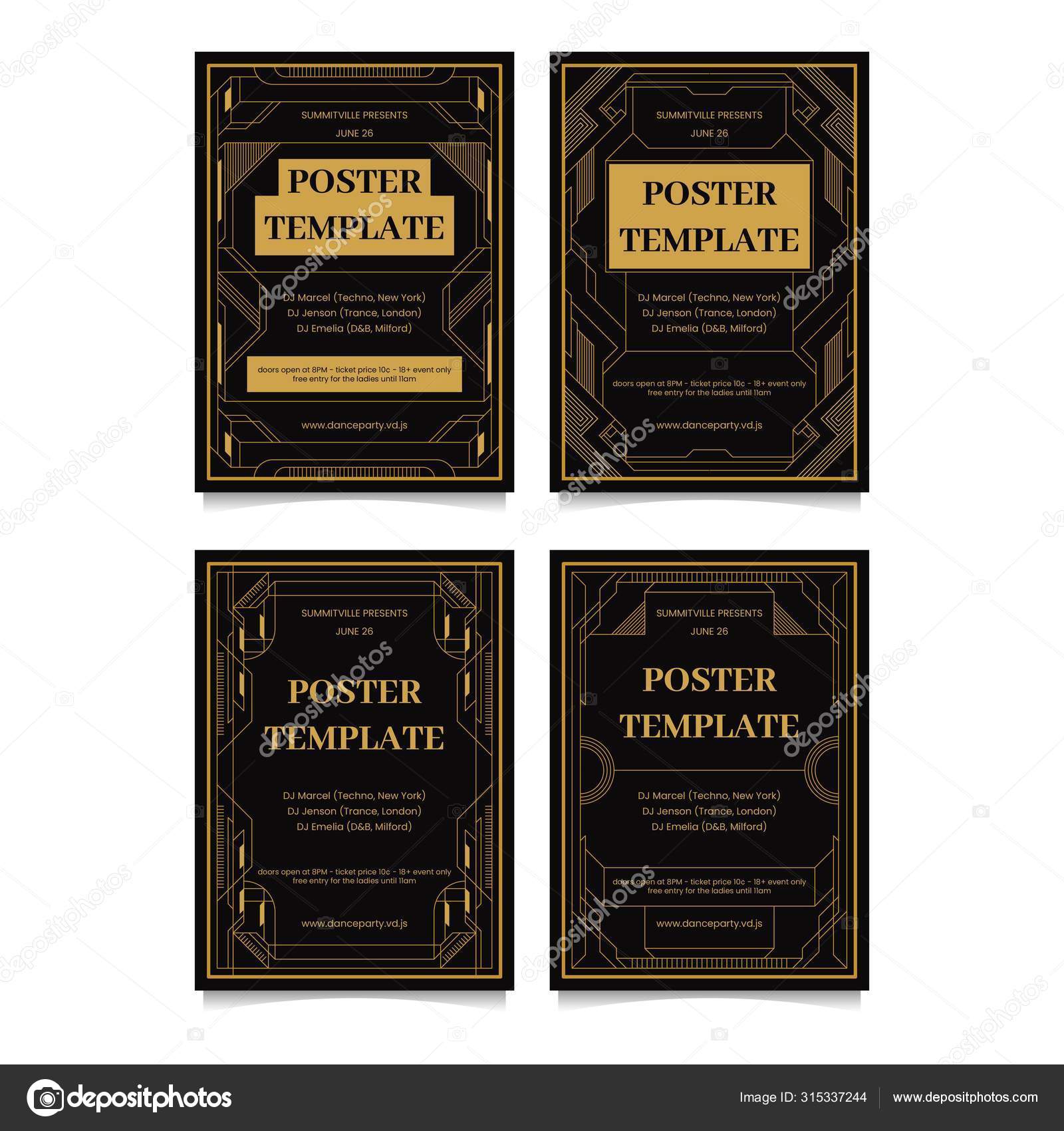 ART DECO POSTER DESIGN TEMPLATE COLLECTIONS Stock Vector Image by ...