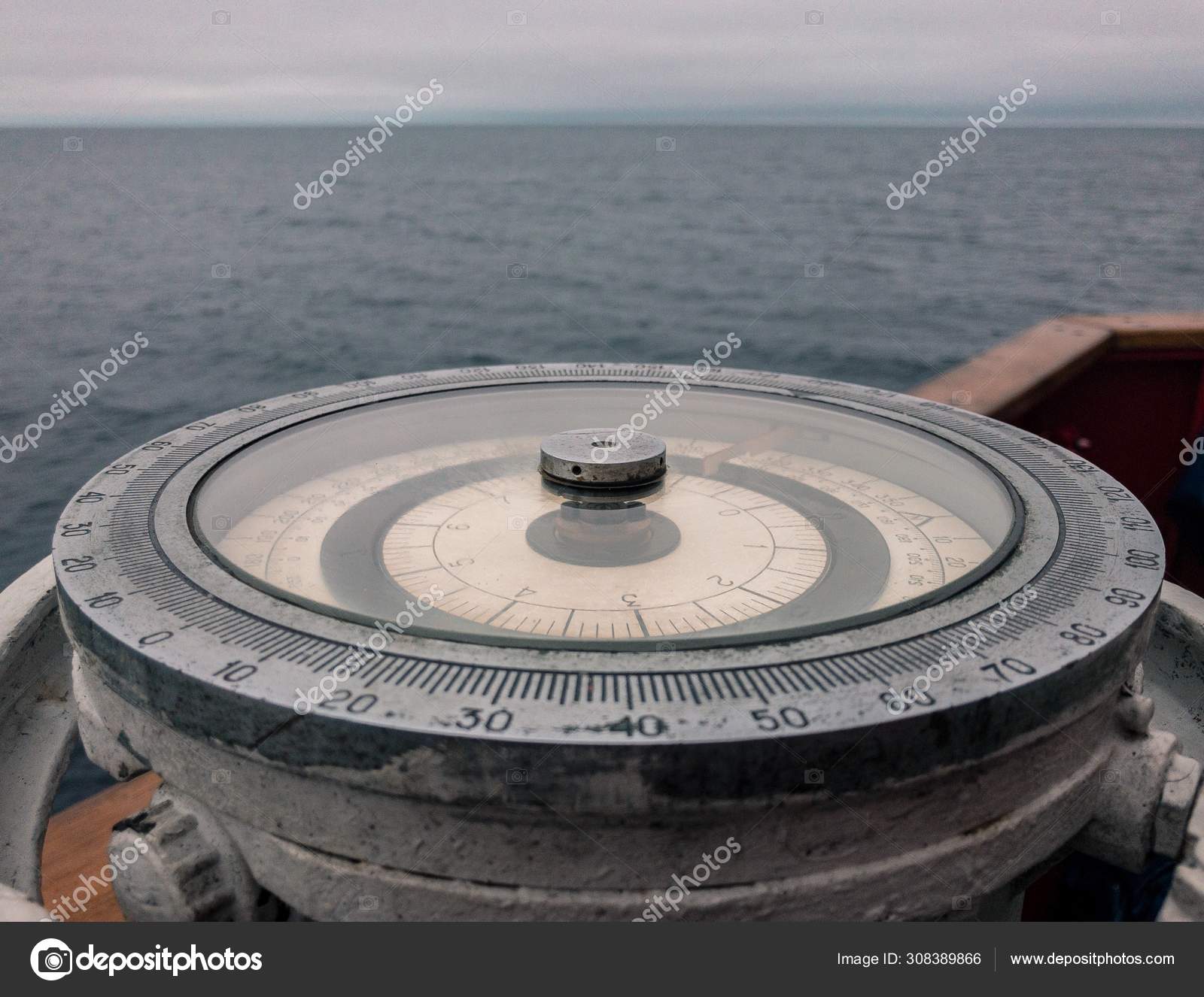 Marine gyro compass repeater on the ship in the sea Stock Photo by ...