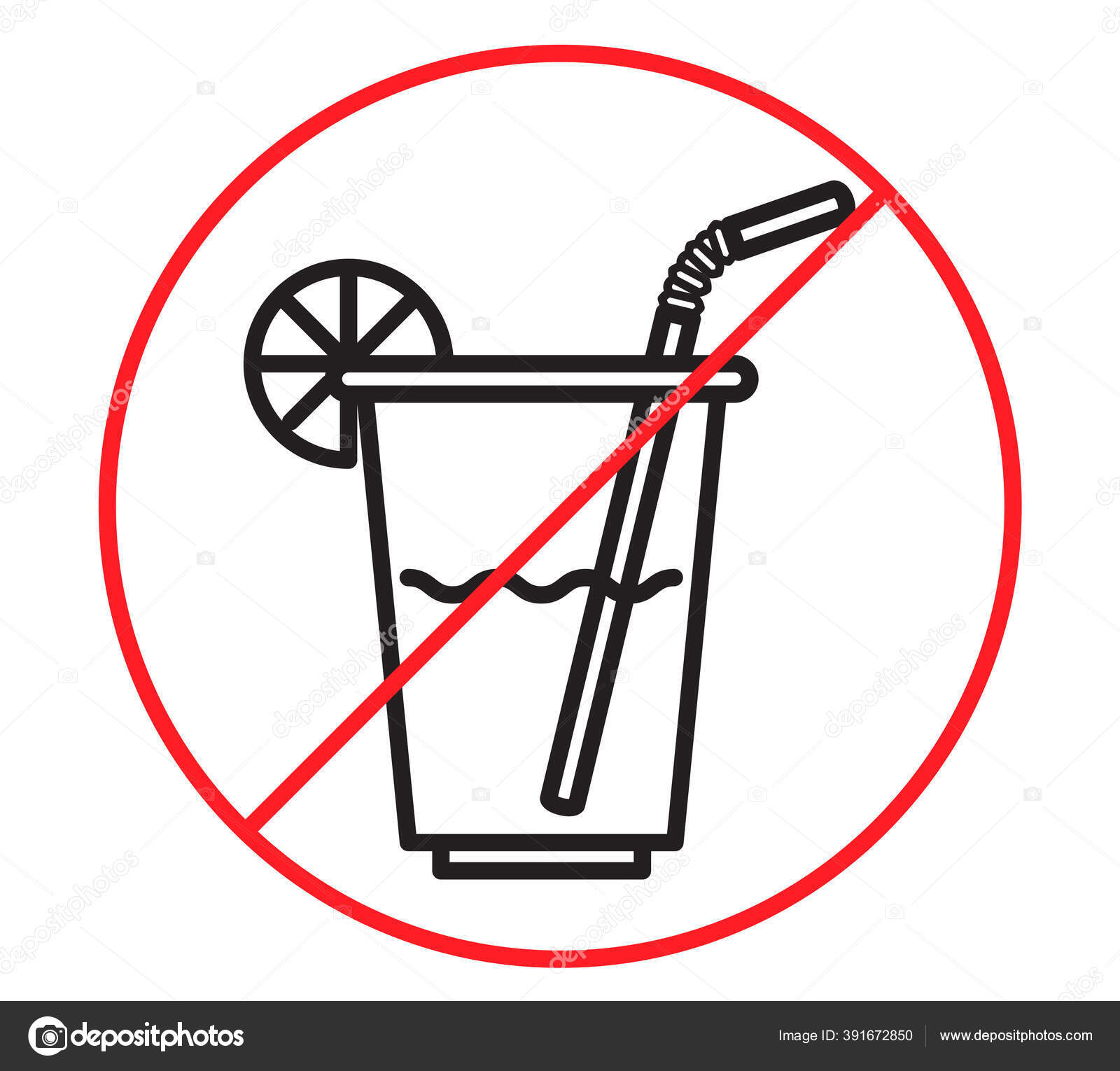 Prohibición Plástico Solo Uso Icono Como Archivo Eps Vector de stock ...