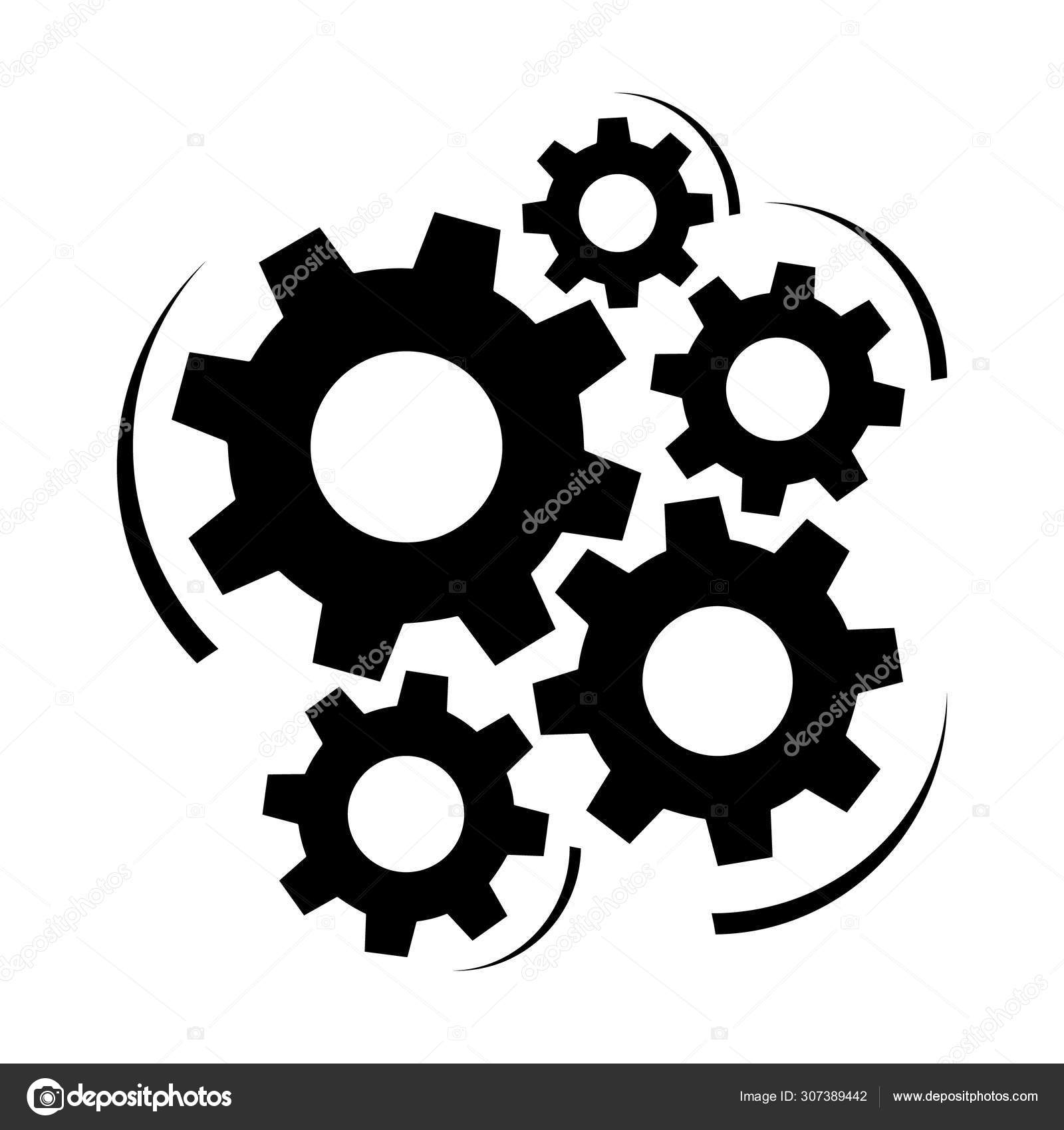 Ilustración vectorial de engranajes y engranajes en blanco y negro ...