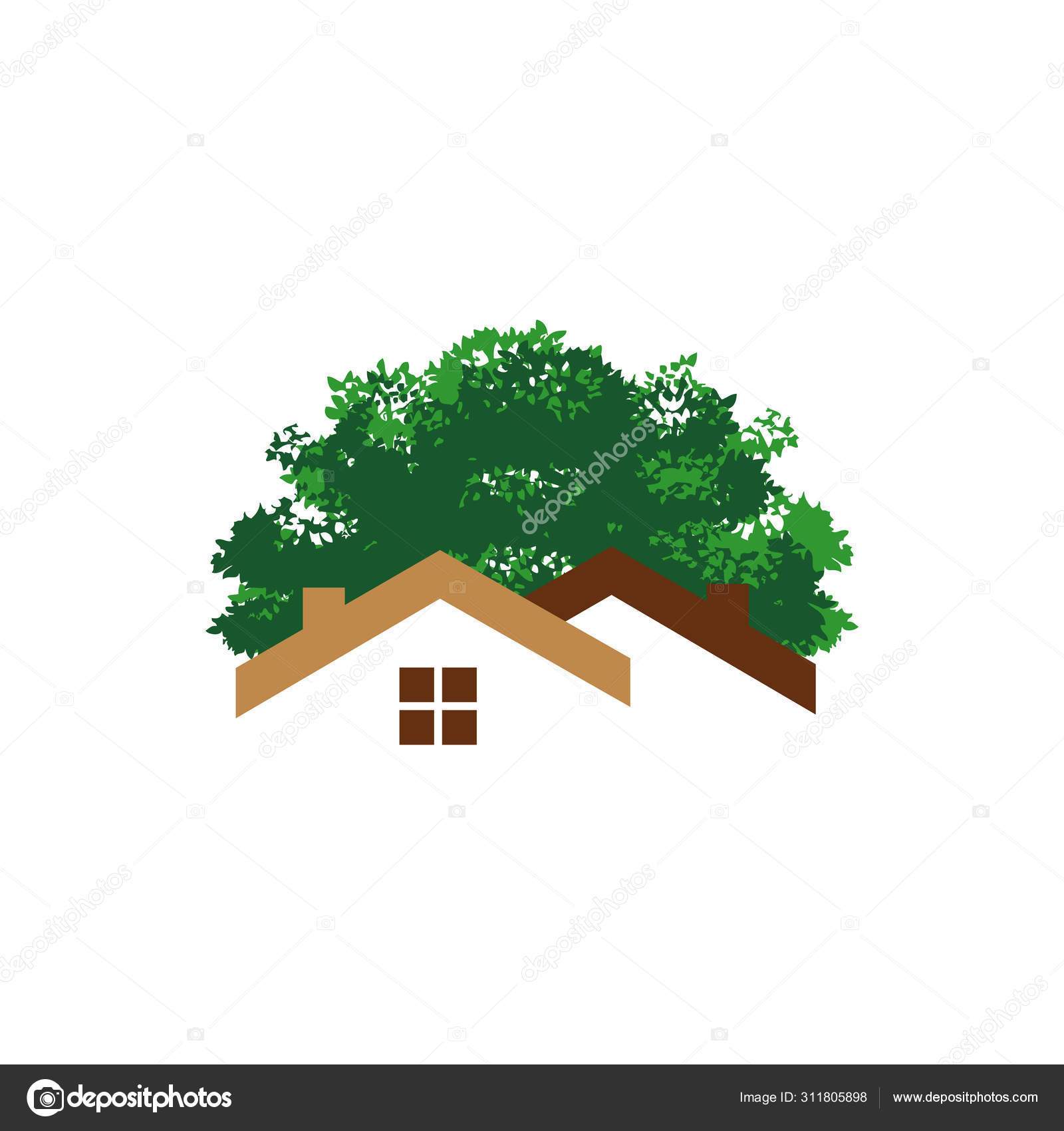 Green house and tree building logo design vector symbol sign ill Stock ...